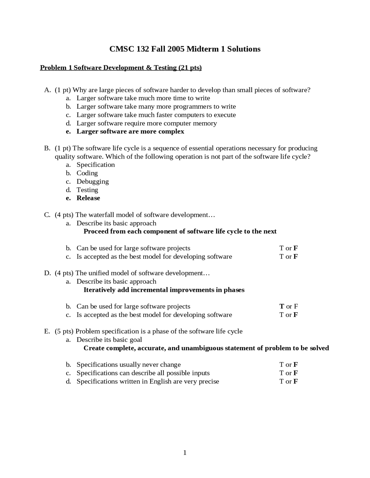 Object Oriented Programming Ii Midterm Exam 1 With Resolution Cmsc 1155