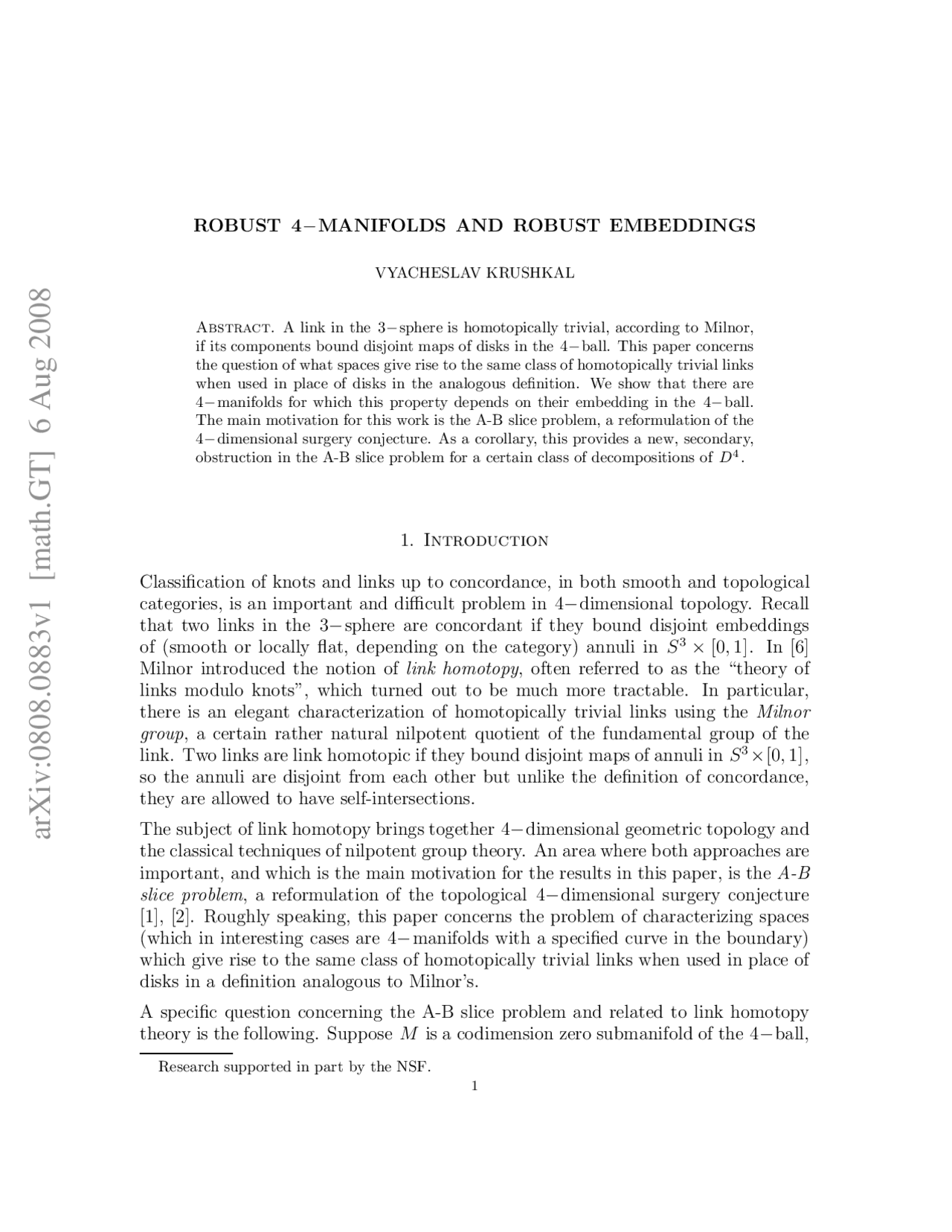 Robust 4 - Manifolds and Robust Embedding’s | MATH 1220 - Docsity