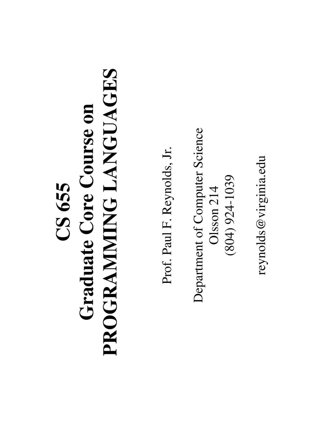 Graduate Core Course Programming Languages Cs 6610 Docsity