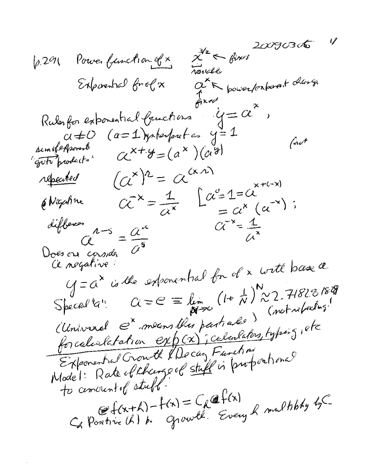 Power Functions and Exponential Functions - Handwritten Notes | MATH ...