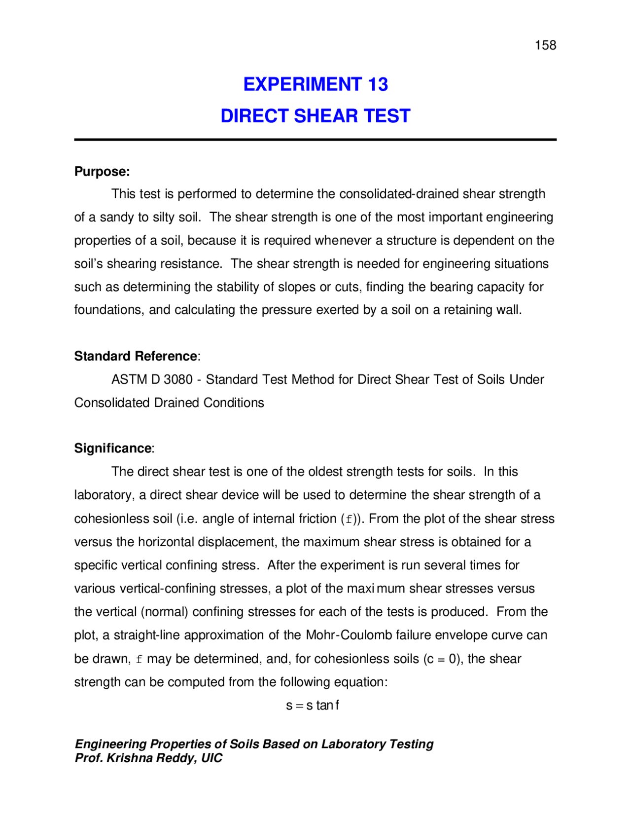 Experiment 13: Direct Shear Test - Soil Mechanics and Laboratory | CME ...