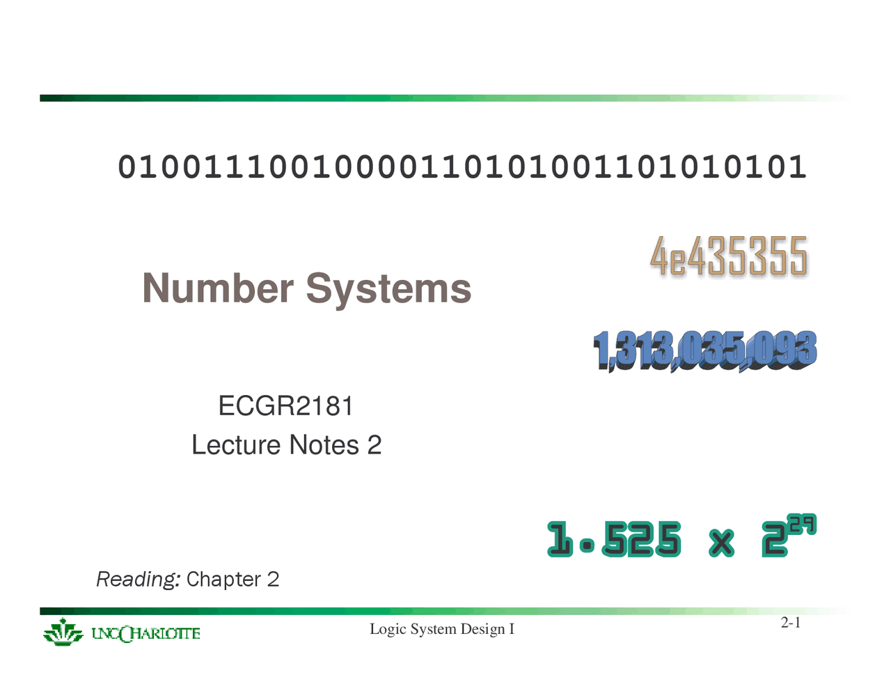 Notes On Number Systems Logic System Design I Ecgr 2181 Docsity