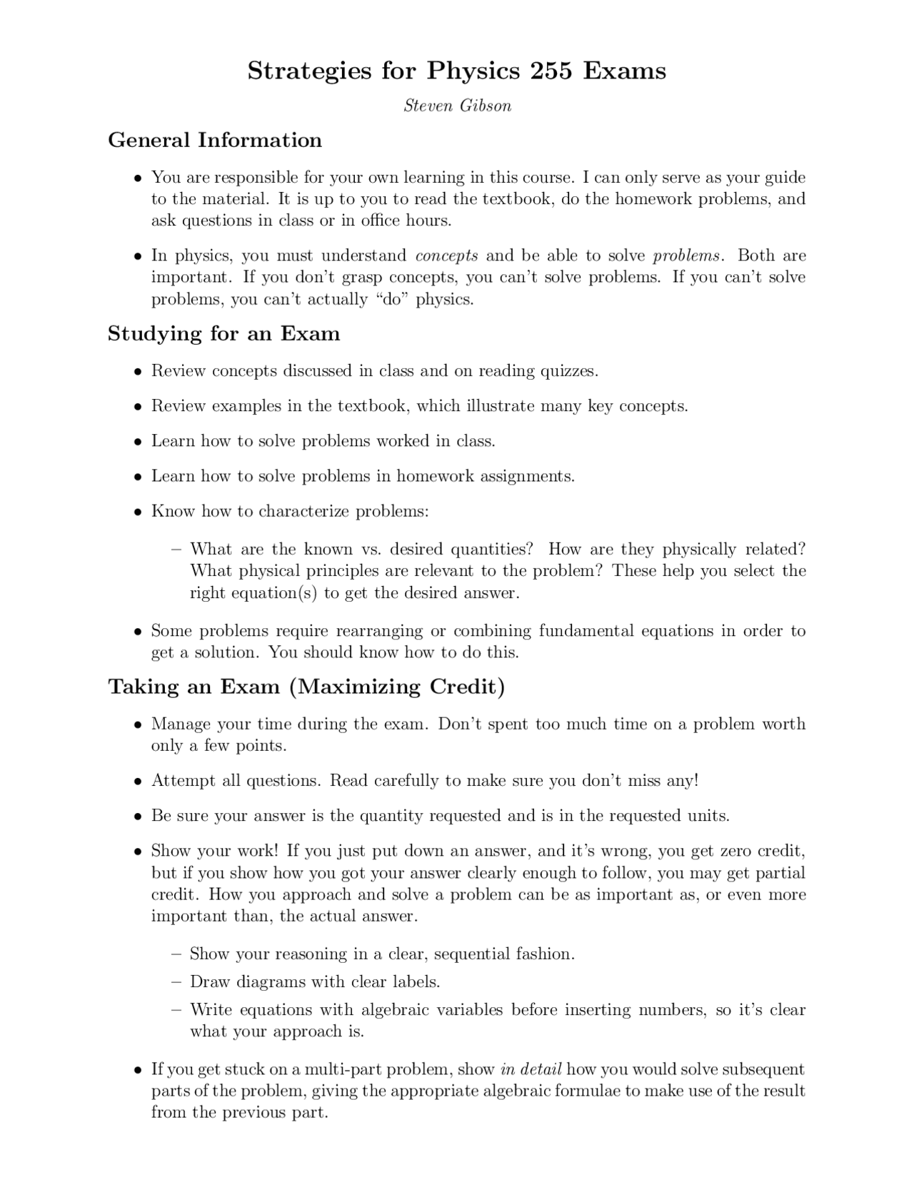 Sample Questions For Exam University Physics I Phys 255 Docsity