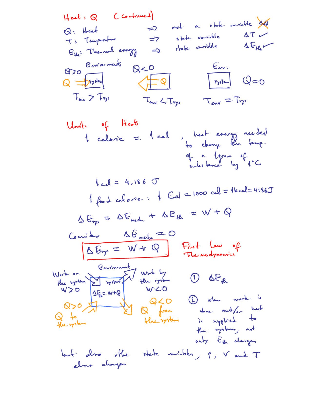 Handwritten Notes on Heat, Temperature, Thermal Energy | PHYS 3101 ...