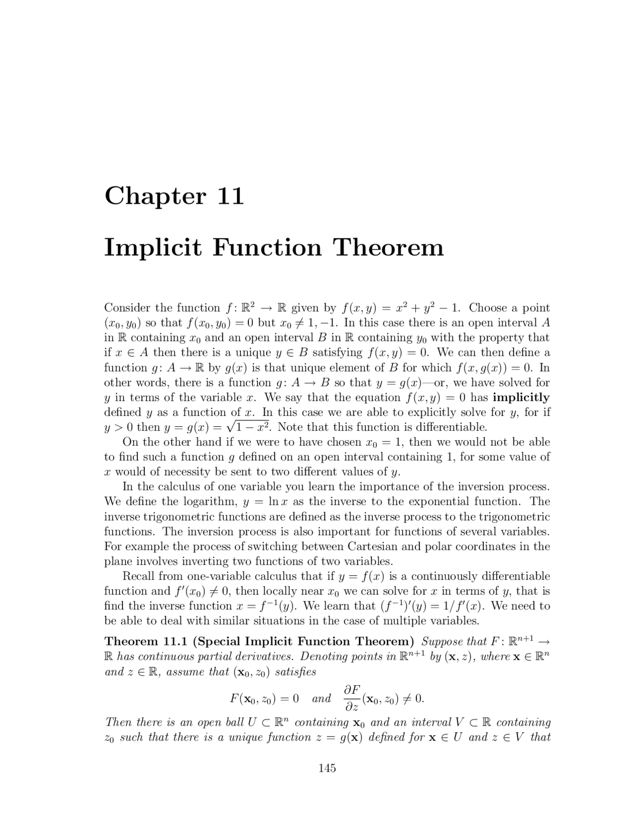 Class Notes for Implicit Function Theorem - Study Guide | MATH 6102 ...