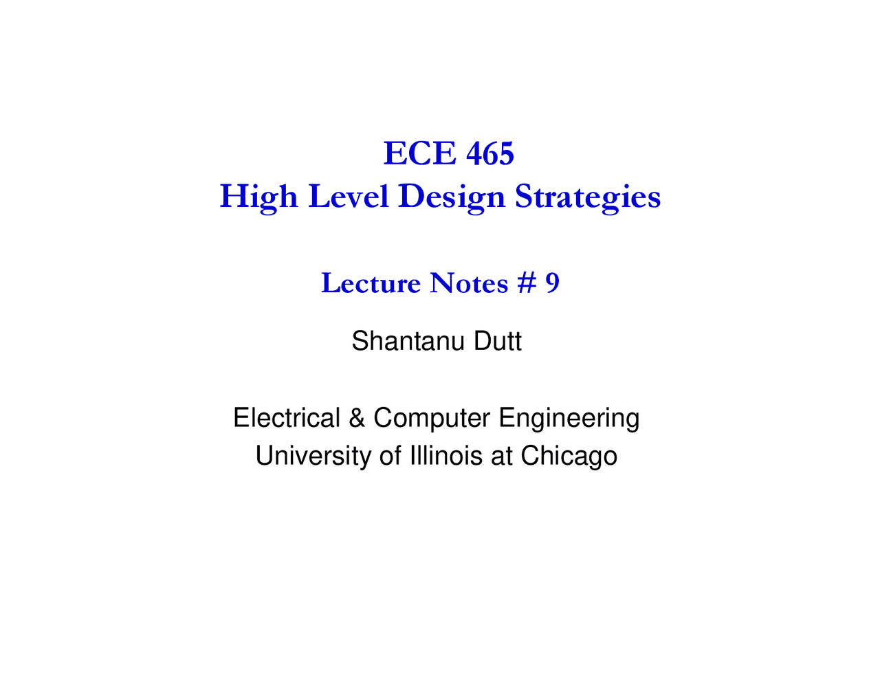 Notes On High Level Design Strategies Digital Systems Design Ece