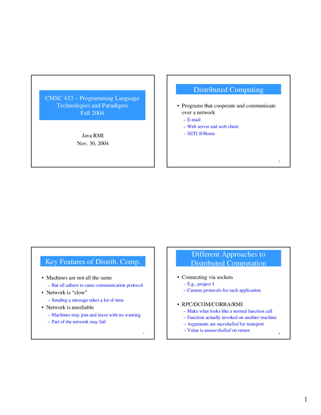 Lecture Slides On Distributed Computing Project Report I Cmsc 433 1841