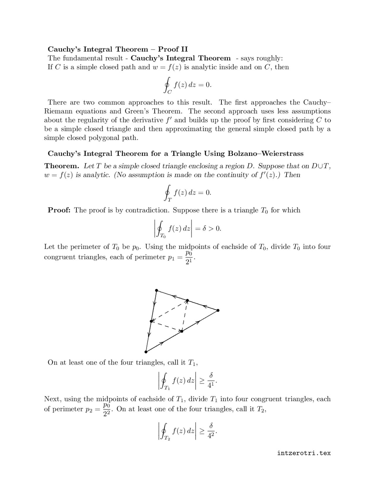Cauchys Integral Theorem Proof Ii Hon 201 Docsity