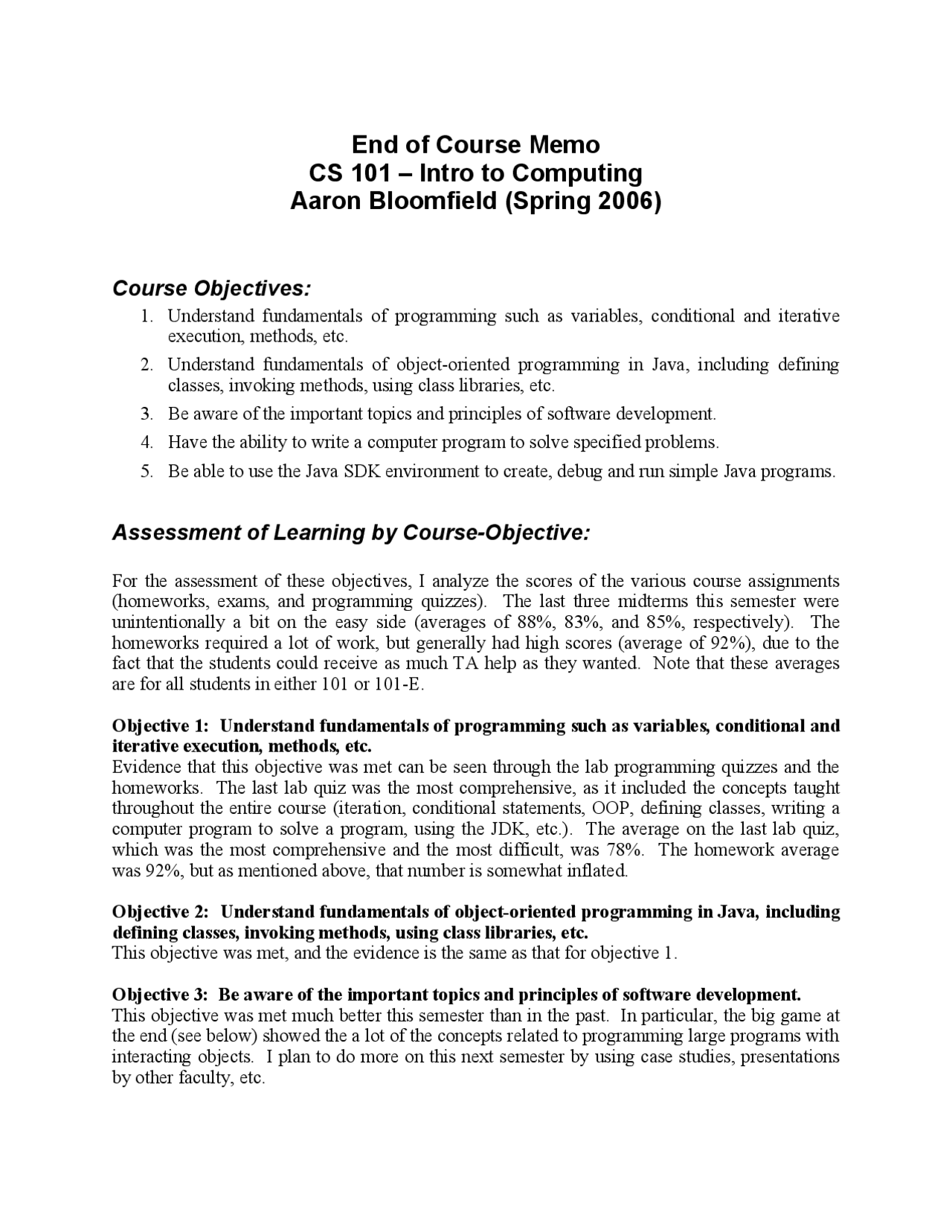 Syllabus For Introduction To Information Technology Cs 1010 Docsity