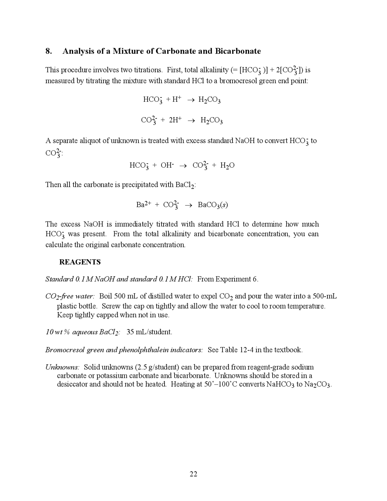 Analysis of a Mixture of Carbonate and Bicarbonate - Lab | CHEM 222 ...