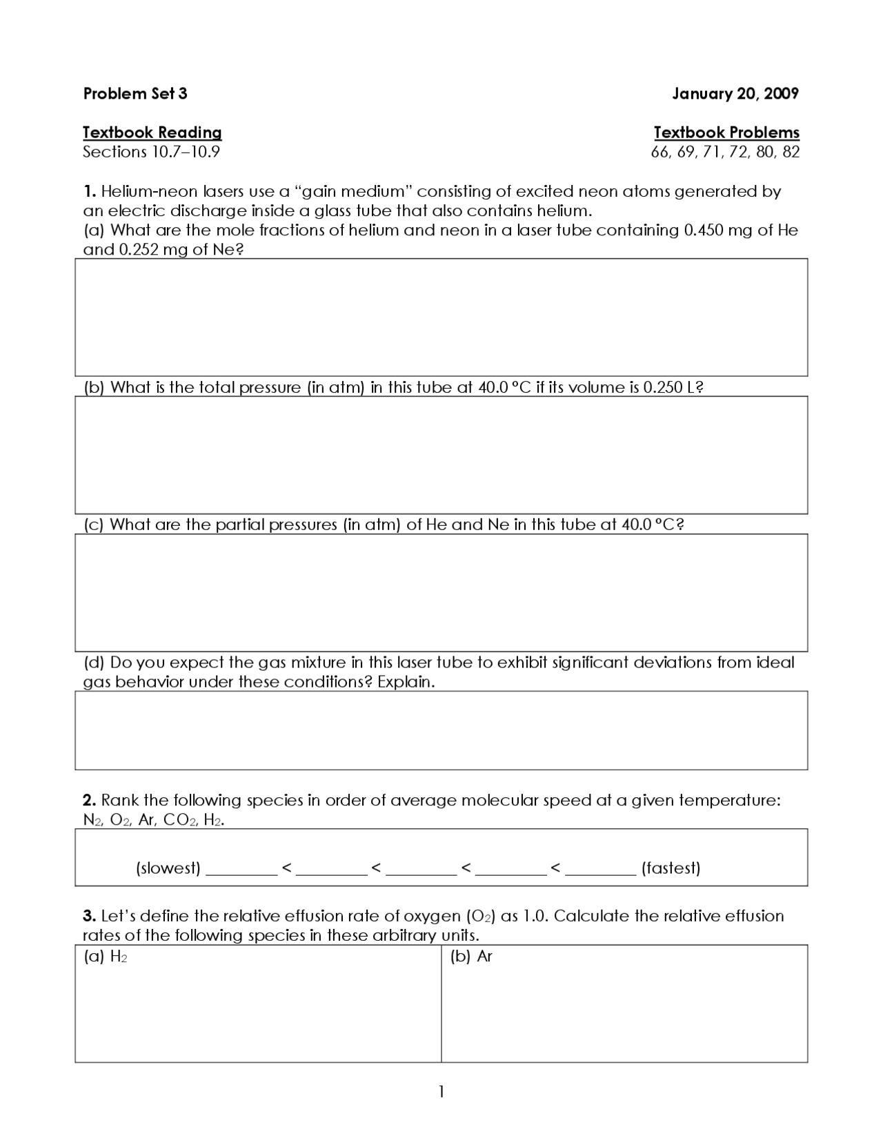 Problem Set 3 Principles Of Chemistry Ii Chem 1252 Docsity