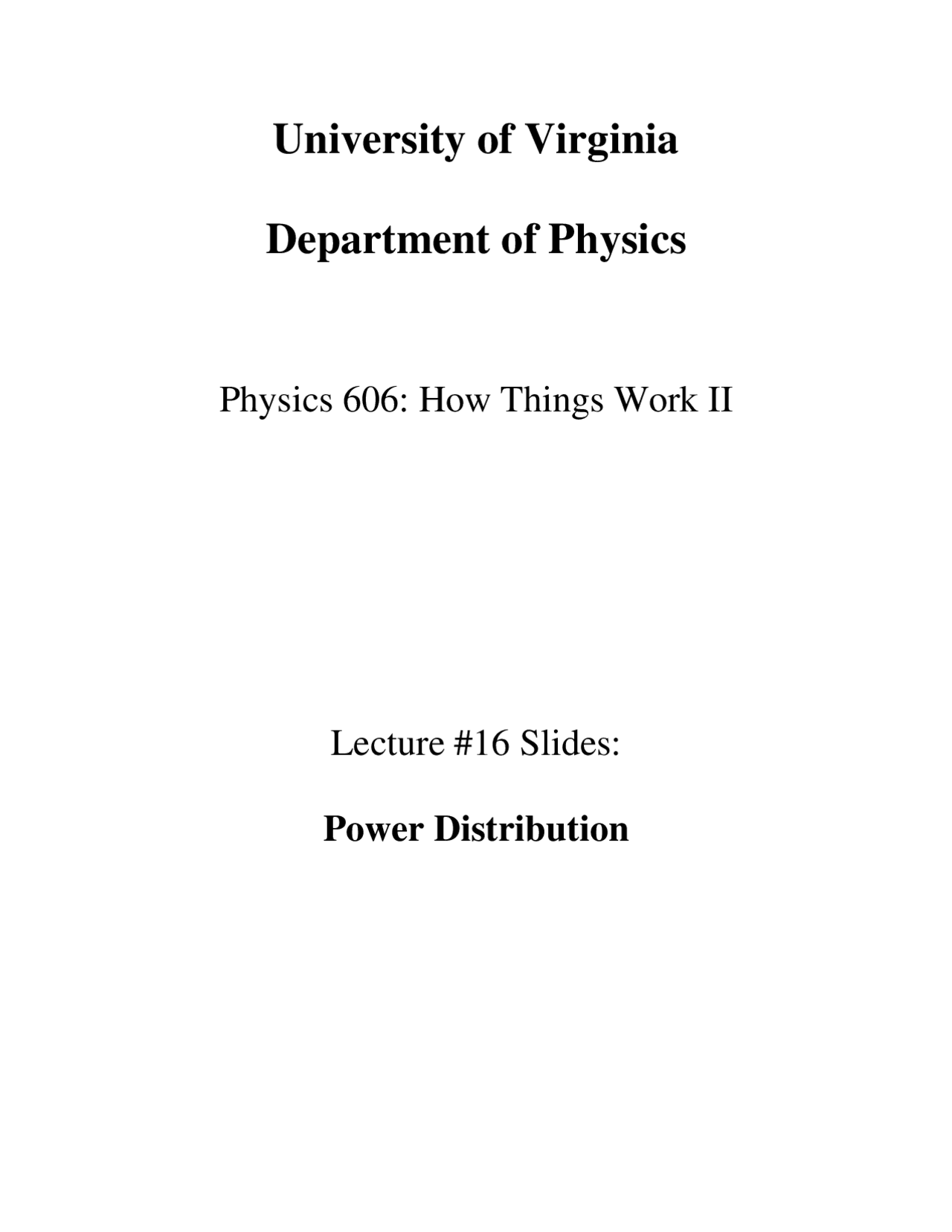 Power Distributions Lecture Slides Phys 6060 Docsity