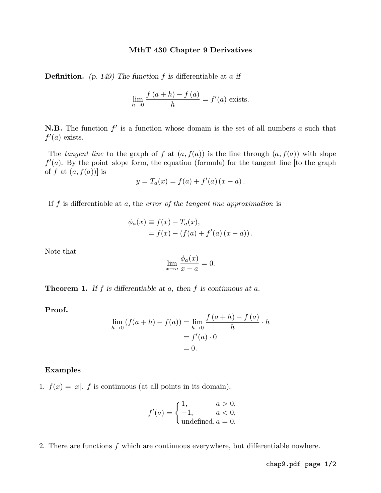 Mathematical Analysis for Teachers I - Practice Problems | MTHT 430 ...