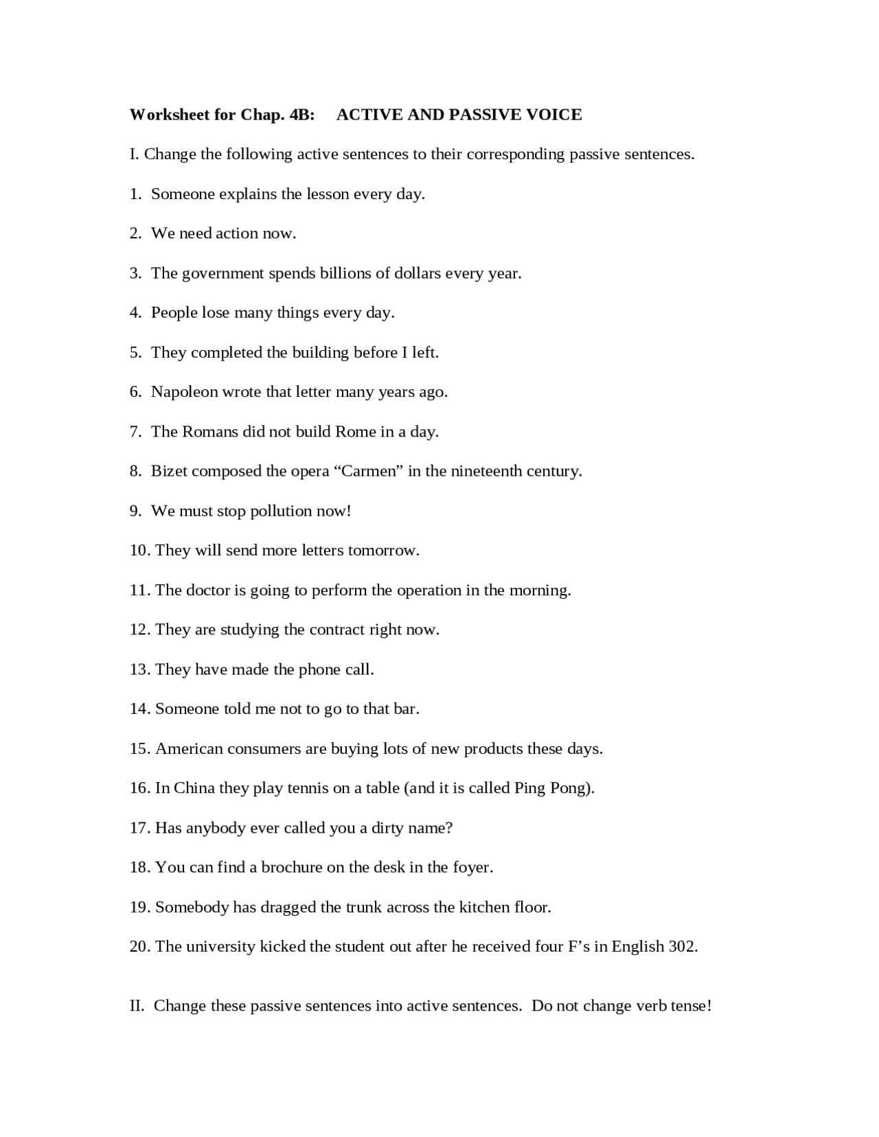 Active And Passive Voice English Language Eng 304 Docsity