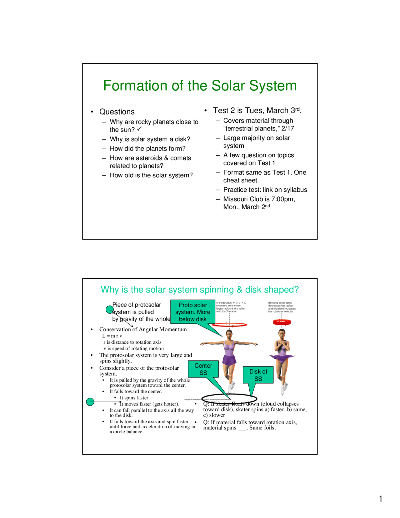 Formation Of The Solar System Lecture Slides Isp 205 Docsity