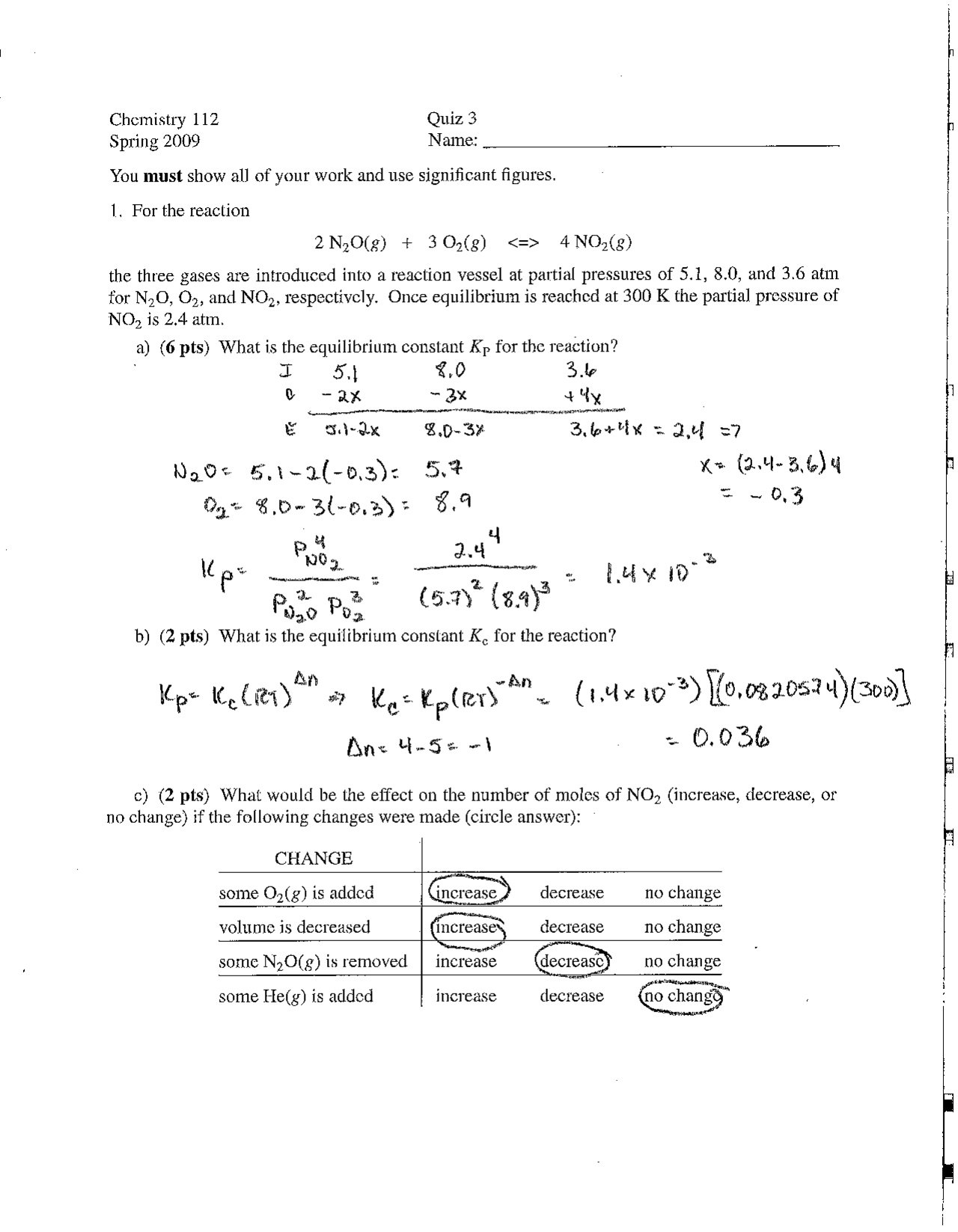 Solved Quiz 3 - General College Chemistry I | CHEM 112 - Docsity