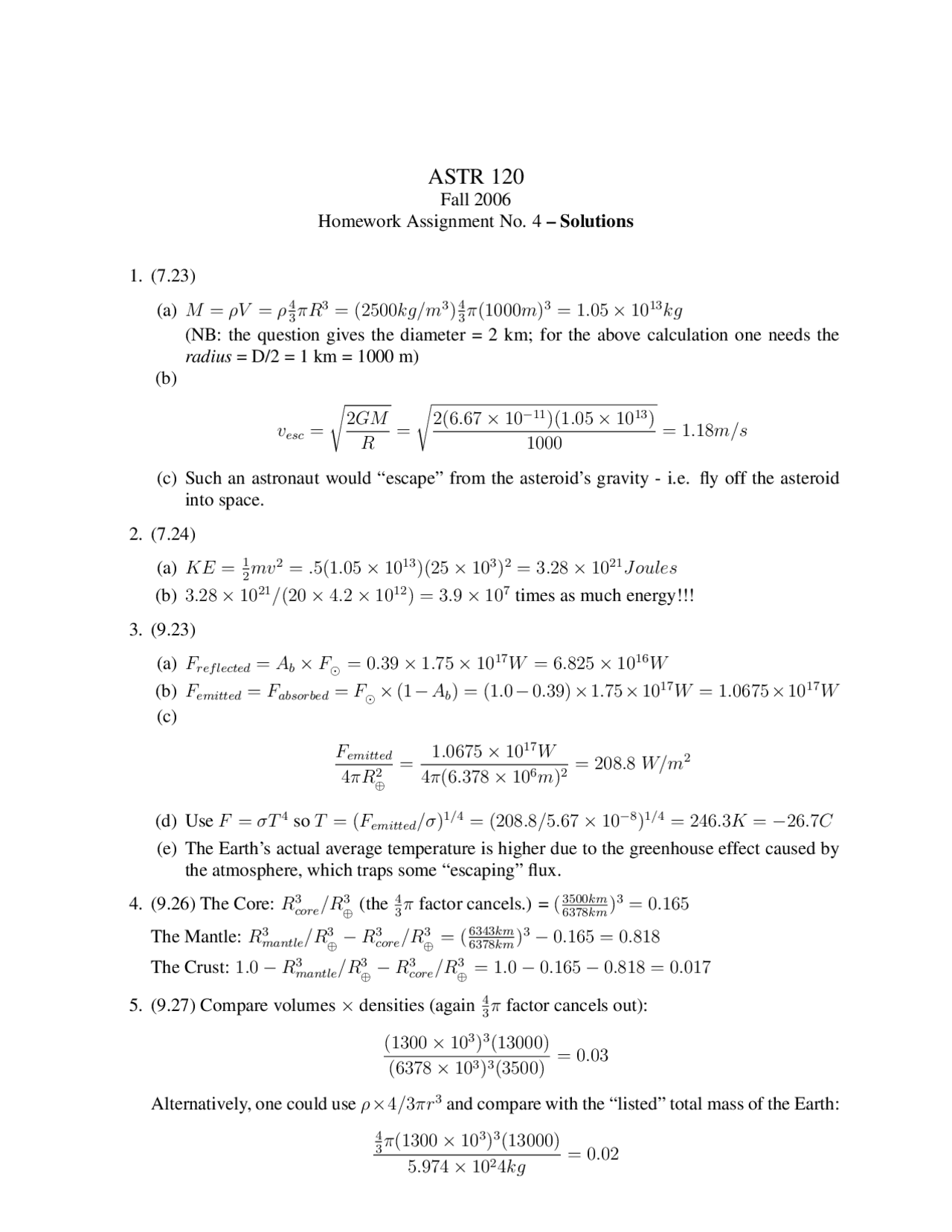 Assignment 4 With Solutions Introduction To Astrophysics Solar System