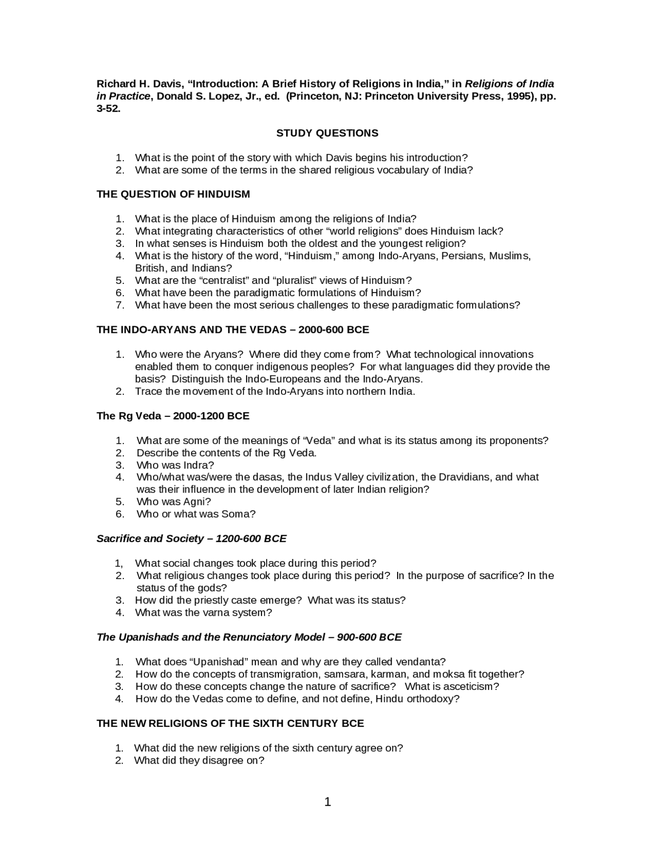 Practice Questions for Exam - Introduction to Religious Studies | RELS ...