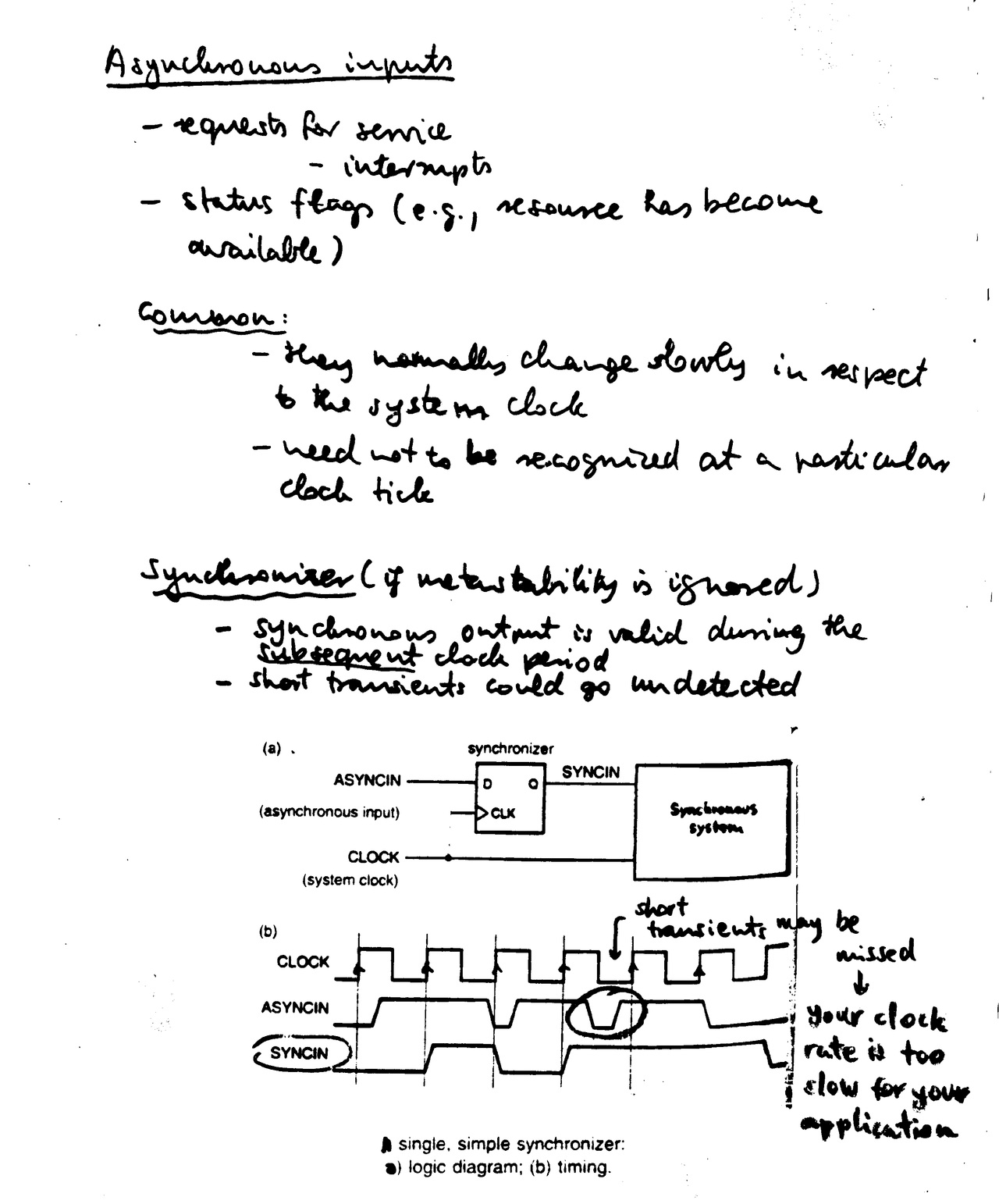 Asynchronous Inputs Lecture Notes Ece 3550 Docsity