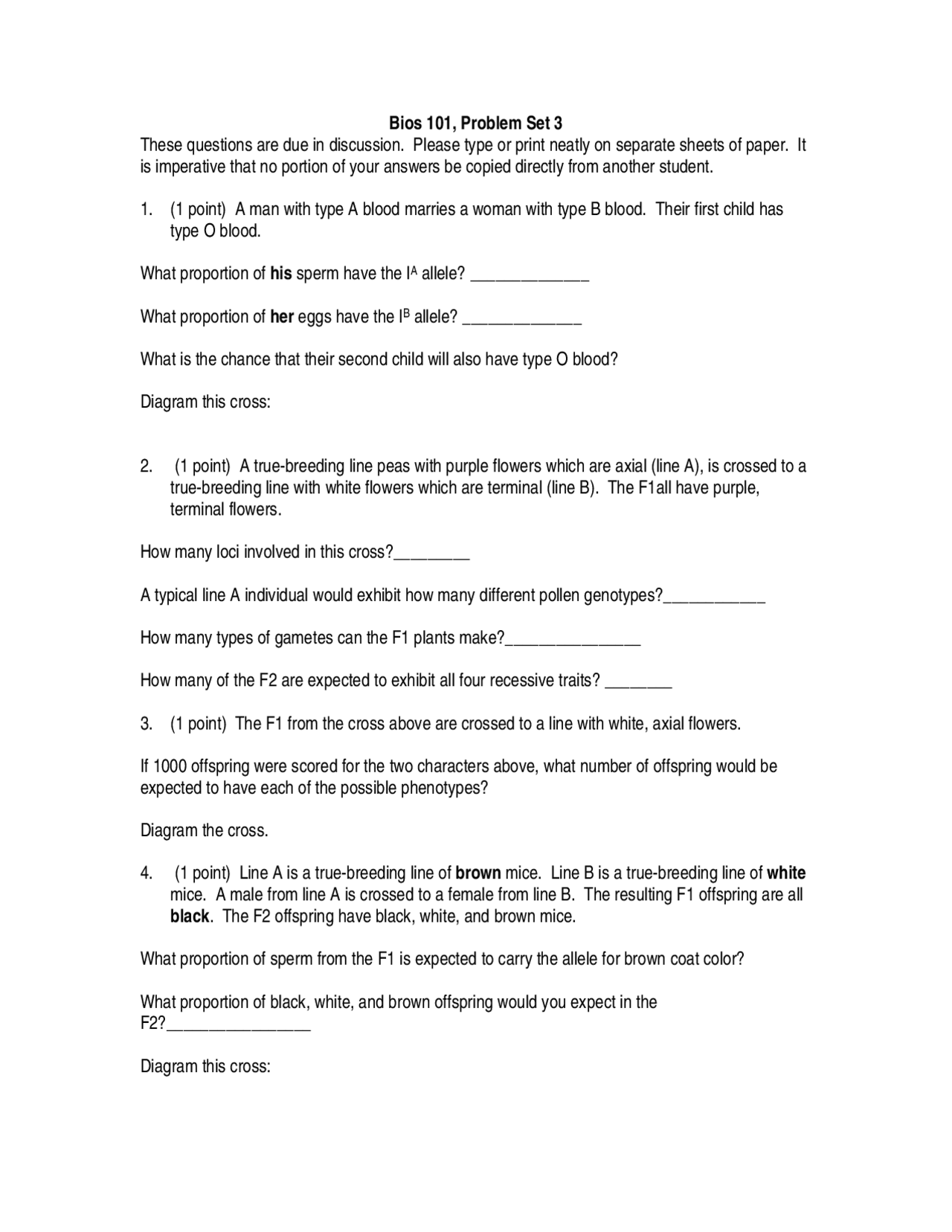 Problem Set 3 Biology Of Populations And Communities Bios 101 Docsity