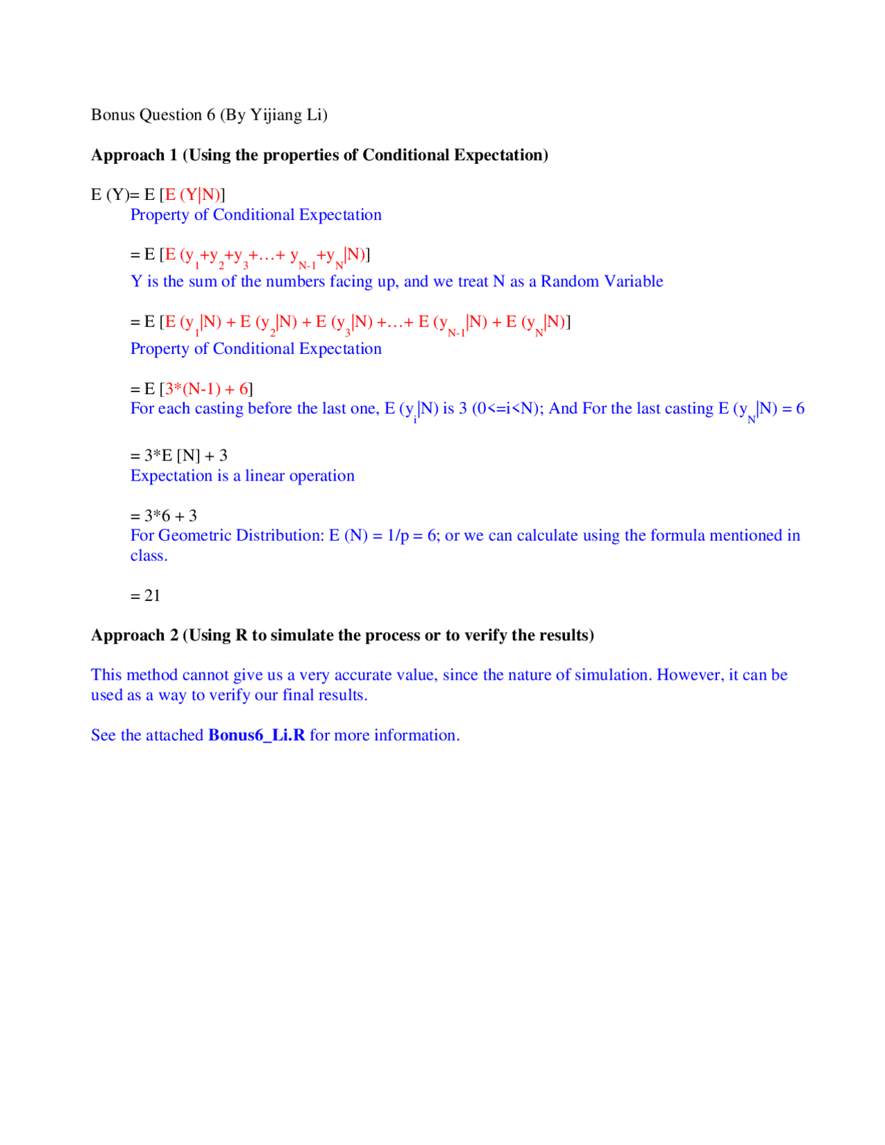 Approach 1 & 2 for Expectation of Sum with Conditional Expectation ...