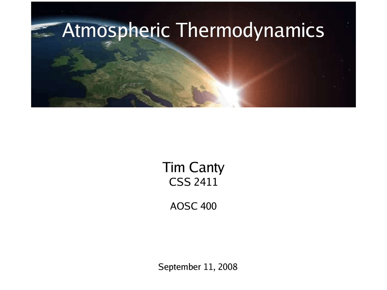 Atmospheric Thermodynamics Lecture Slides Aosc 400 Docsity