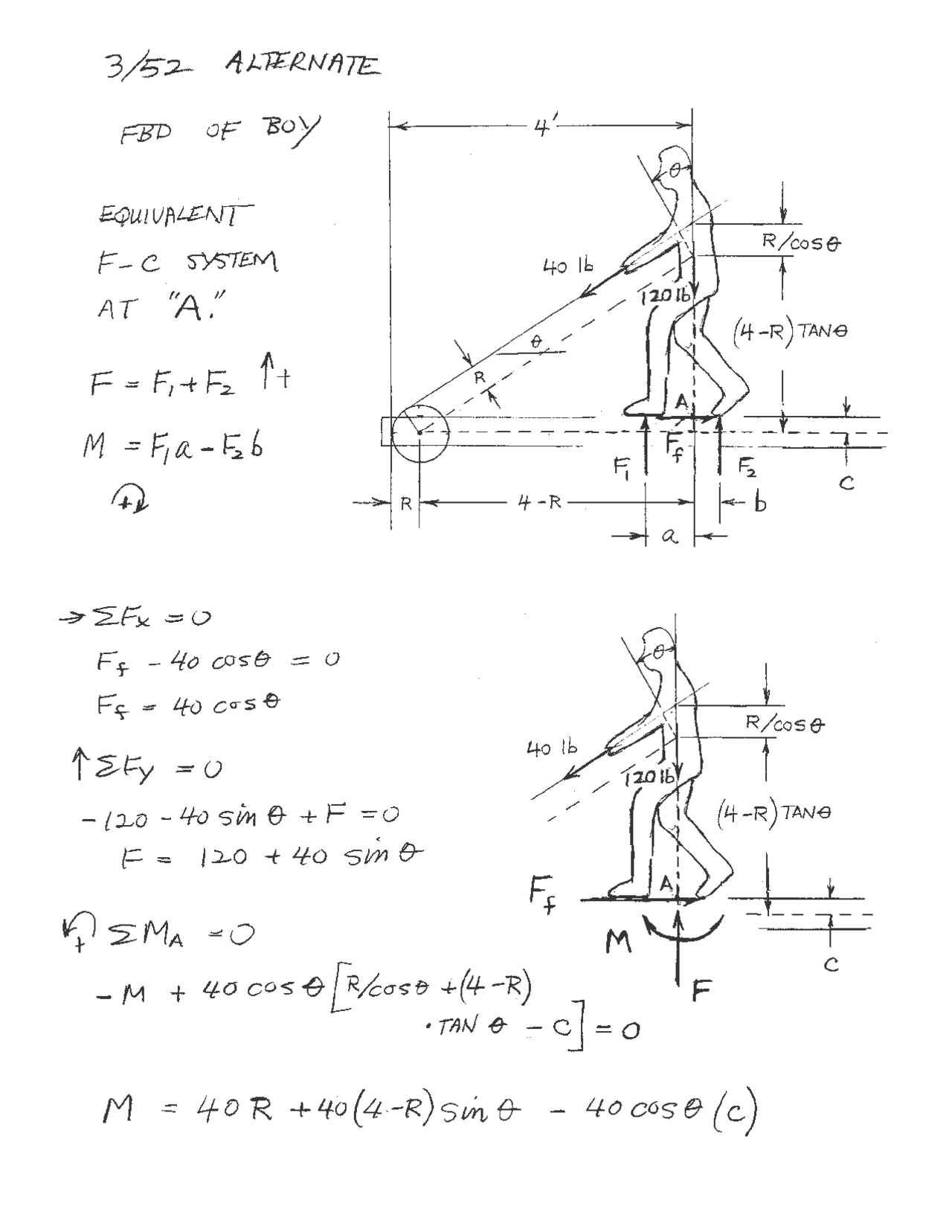 Alternate FBD of Boy, Equivalent F-C System - Engineering Mechanics I ...