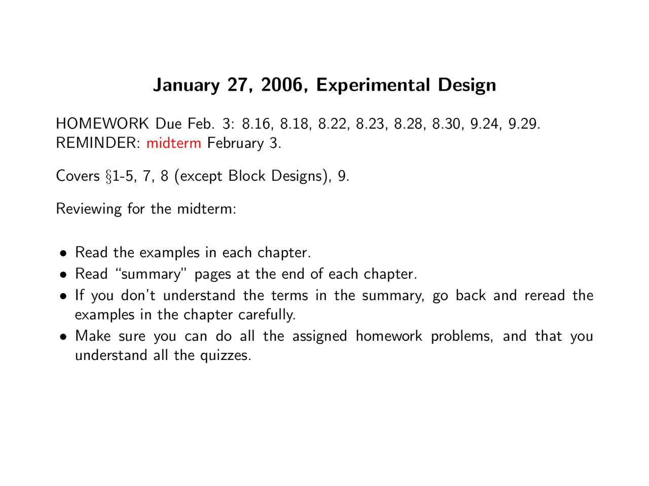 Review Sheet for Introduction to Probability and Statistics | MATH 243 - Docsity