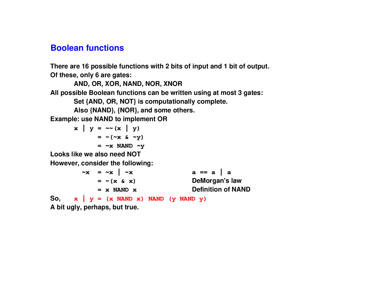 Notes On Boolean Functions Computer Organization Cmsc 311 Docsity