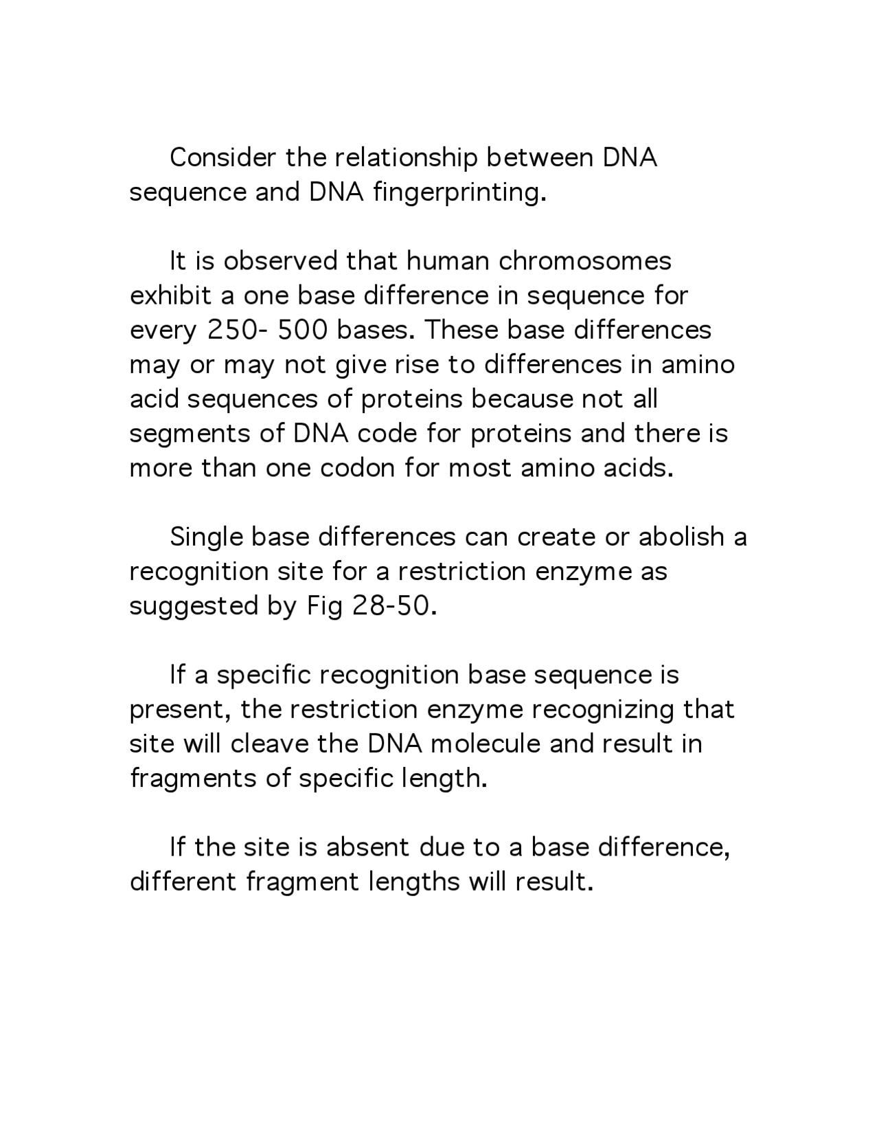Relationship Between Dna Sequence And Dna Fingerprinting Chem 452