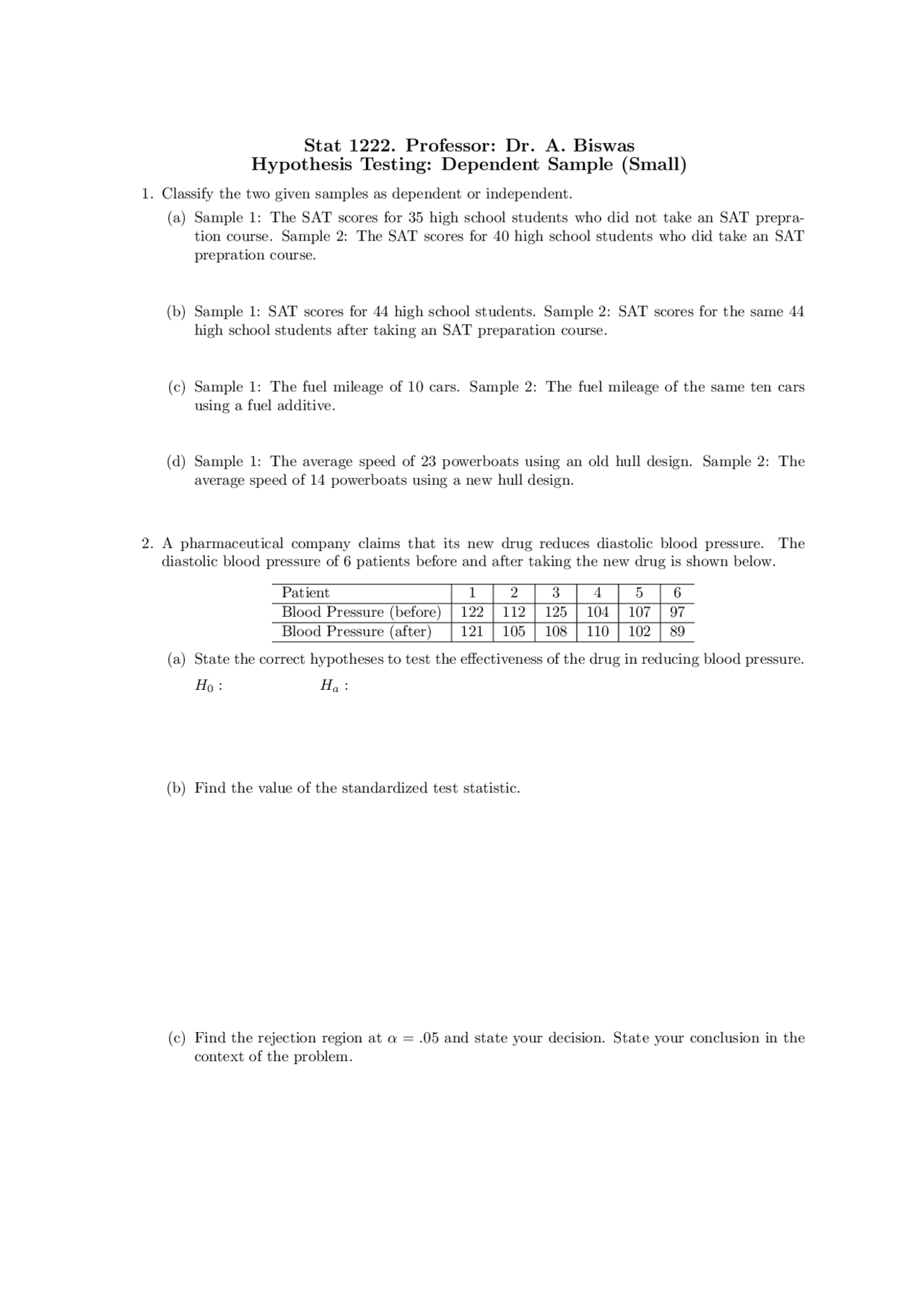 Dependent Sample Introduction To Statistics Hypothesis Testing