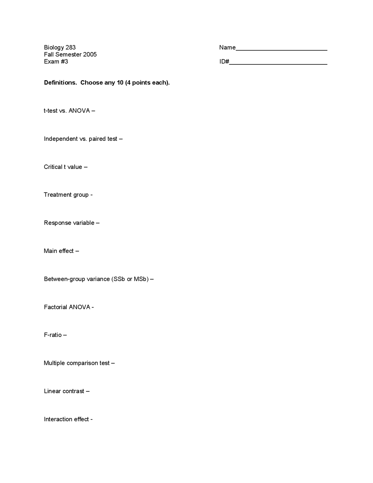 Solved Short Questions For Exam 3 Introductory Biostatistics Biol