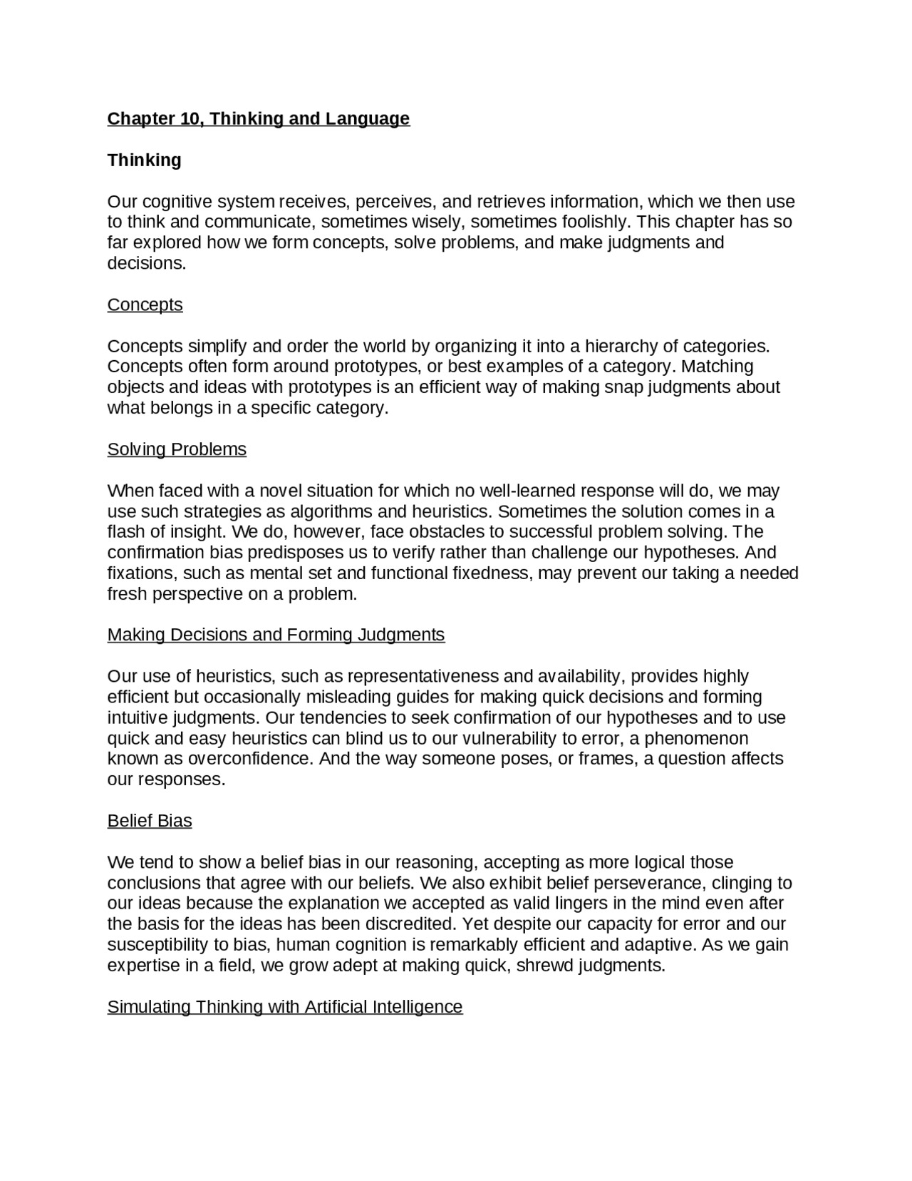 Review Sheet On Thinking And Language Introductory Psychology Psy