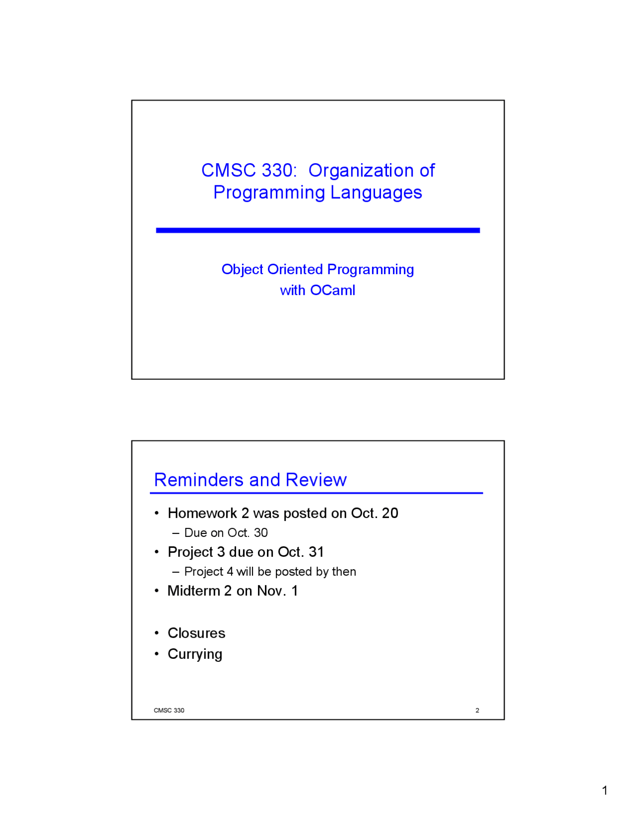 Object Oriented Programming With Ocaml Notes Cmsc 330 Docsity 7488