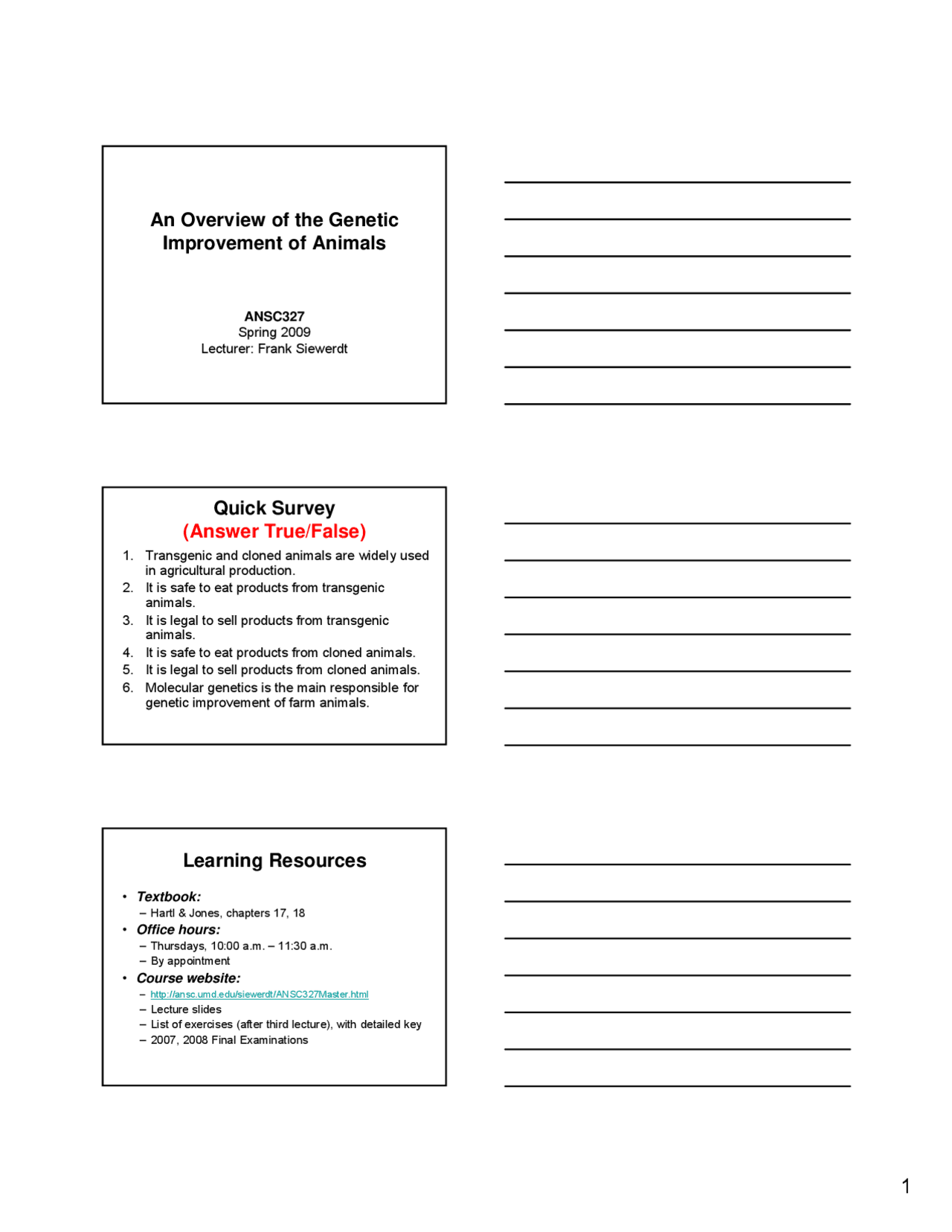 An Overview of Genetic Improvement of Animals | ANSC 327 - Docsity