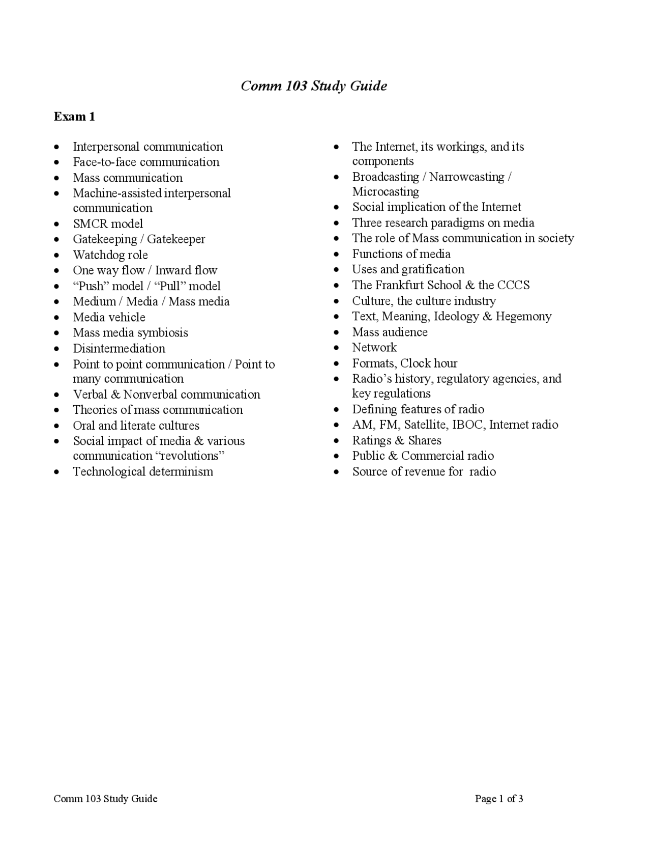 Various Types of Communication - Study Guide | COMM 103 | Study notes ...