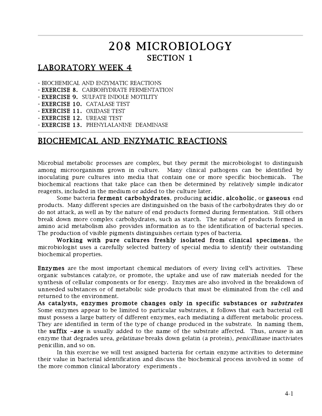 Biochemical and Enzymatic Reactions - Solved Exercises | BIOL 208 - Docsity