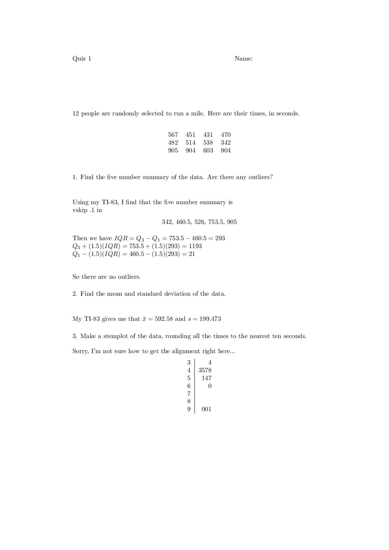 Find The Number Summary Mean And Standard Deviation Of Data Math 243