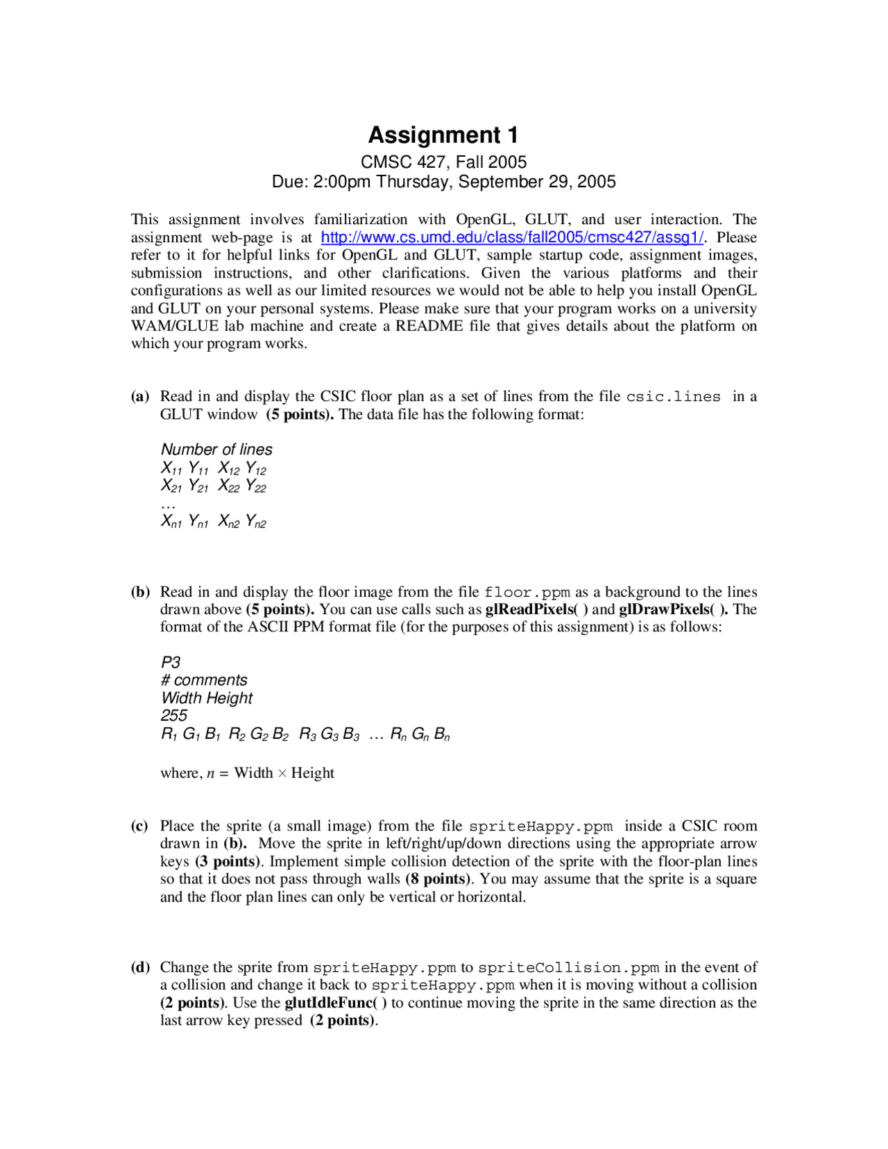 Assignment 1 Unsolved Questions Computer Graphics Cmsc 427 Docsity
