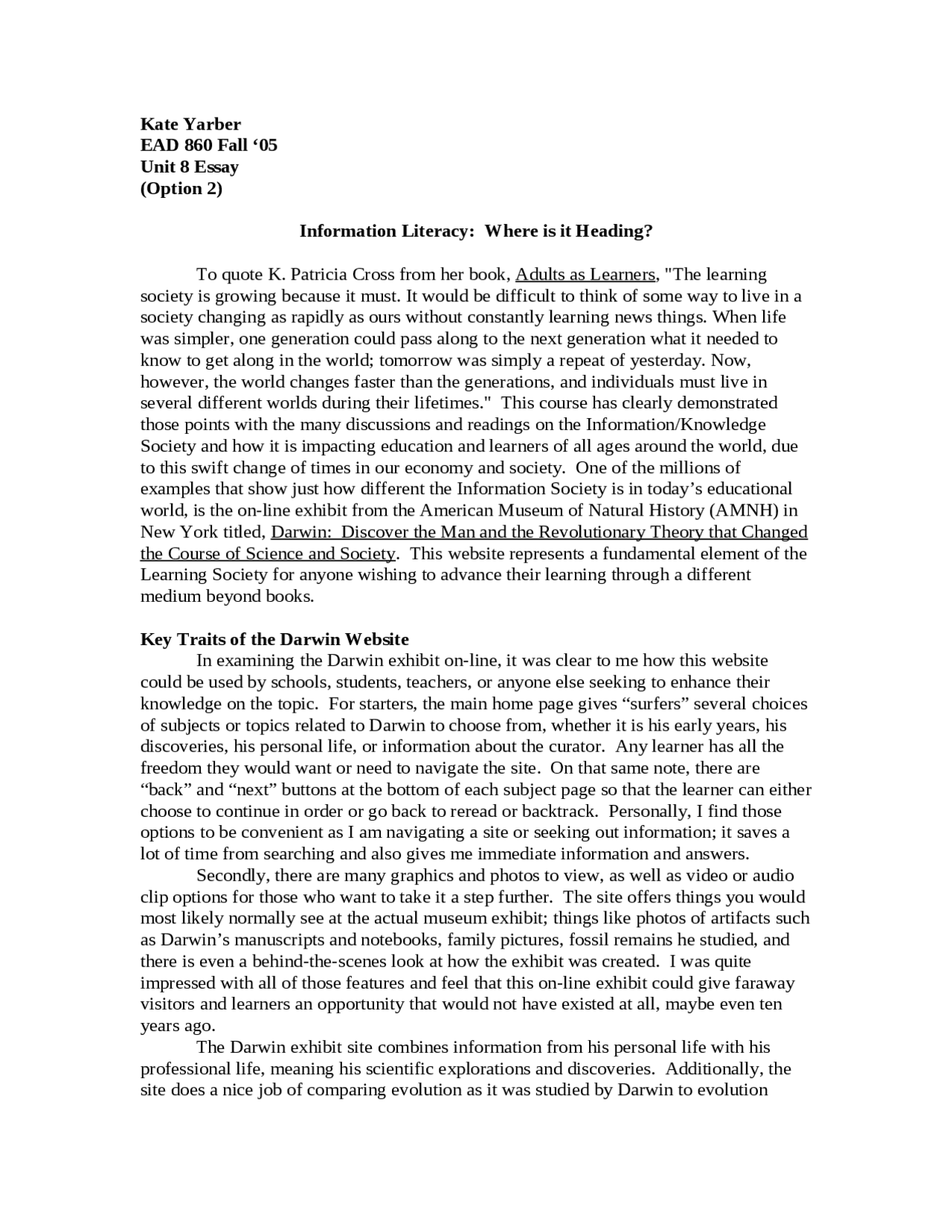 Information Literacy Where It Is Heading Lecture Notes Ead 860