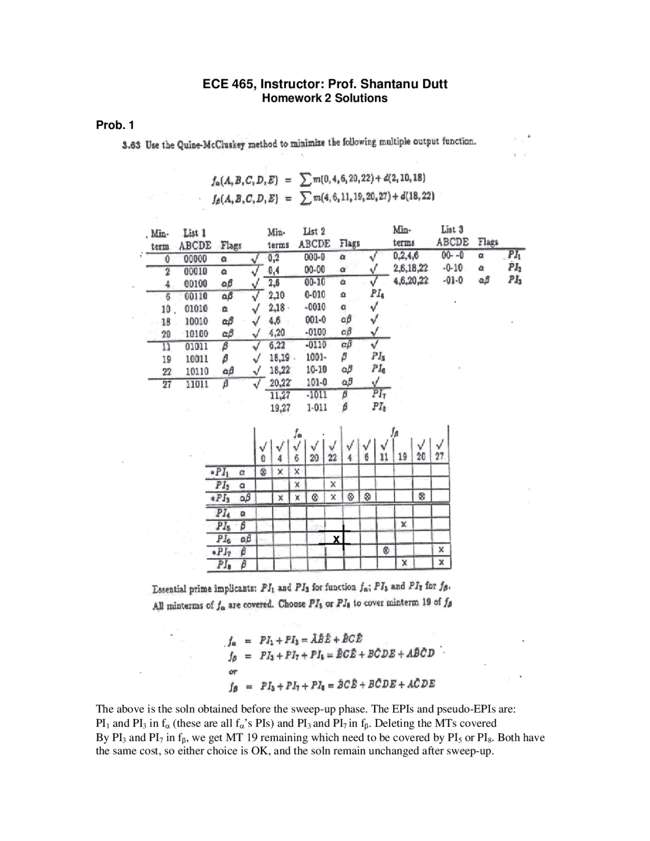 6 Problems Assignment 2 Digital Systems Design Ece 465 Docsity