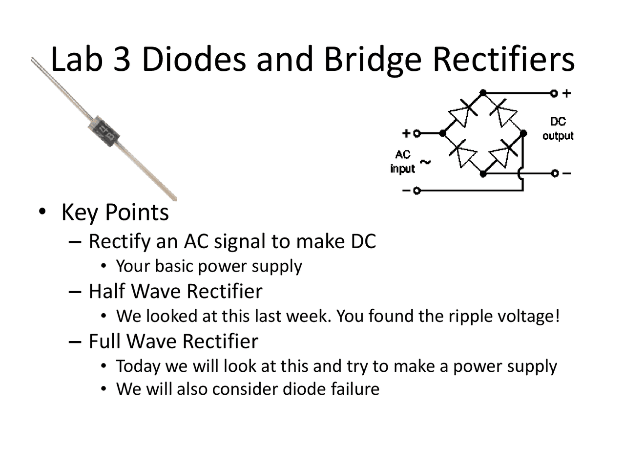 Lab 3 Diodes And Bridge Rectifiers Ecgr 3155 Docsity