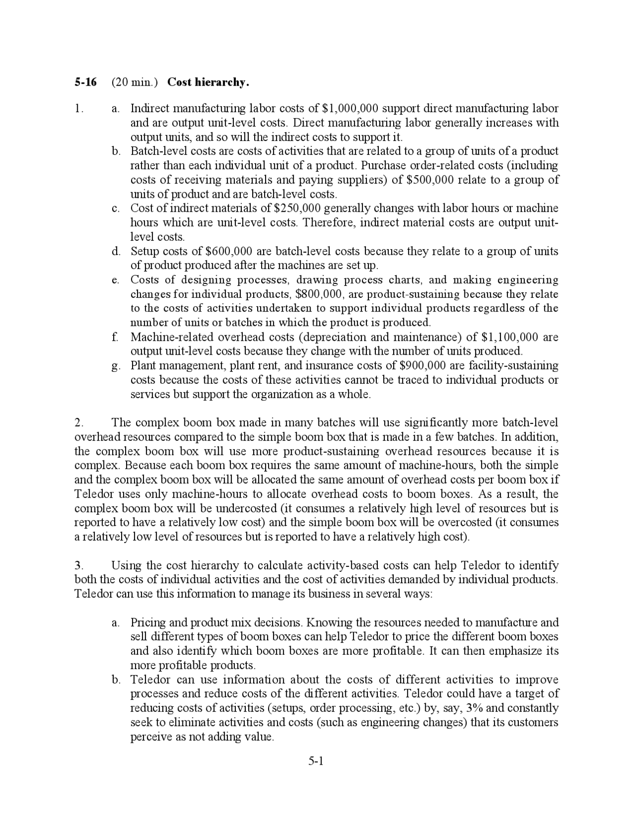 Notes On Cost Hierarchy Cost Accounting Actg 360 Docsity