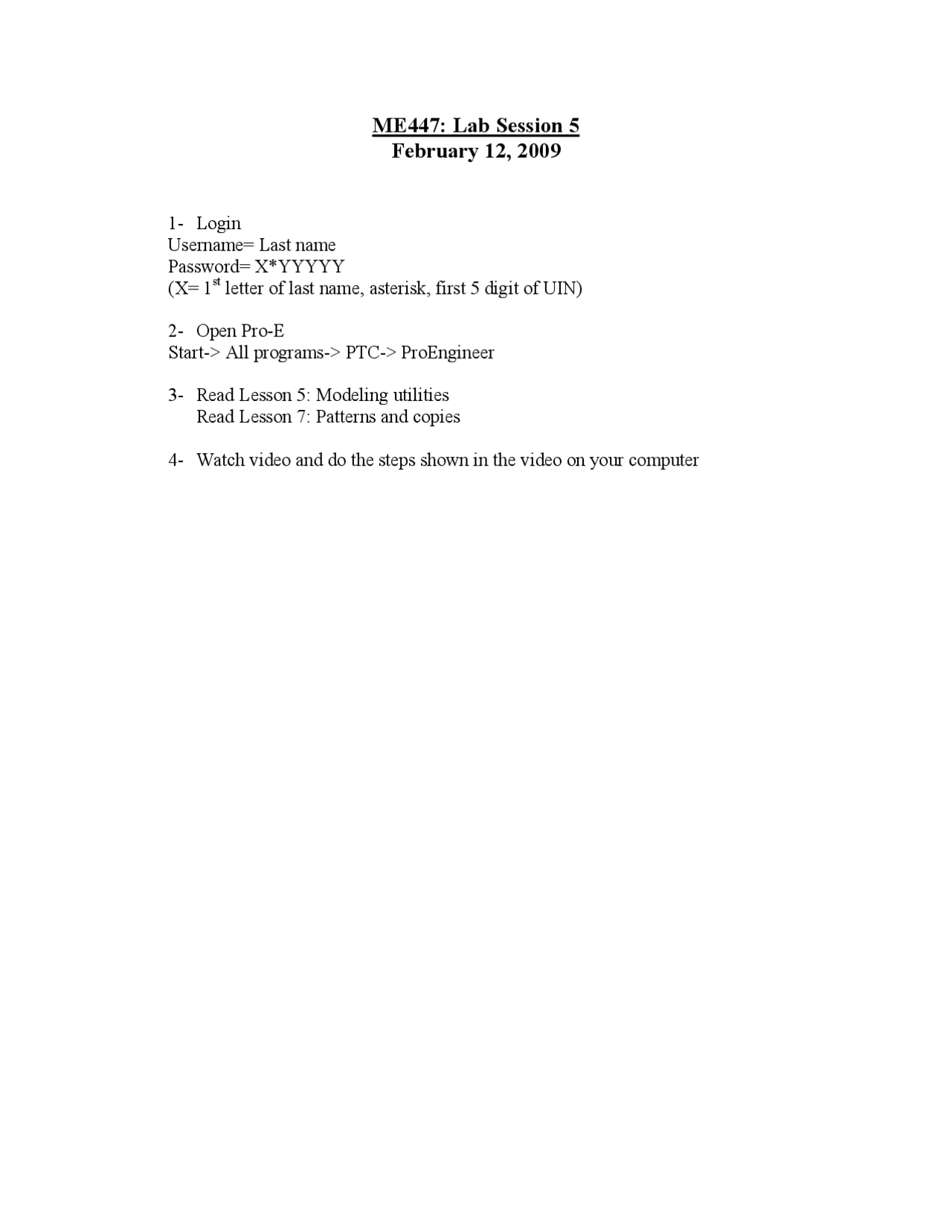 Lab Session 5 on Computer-Aided Design | ME 447 - Docsity