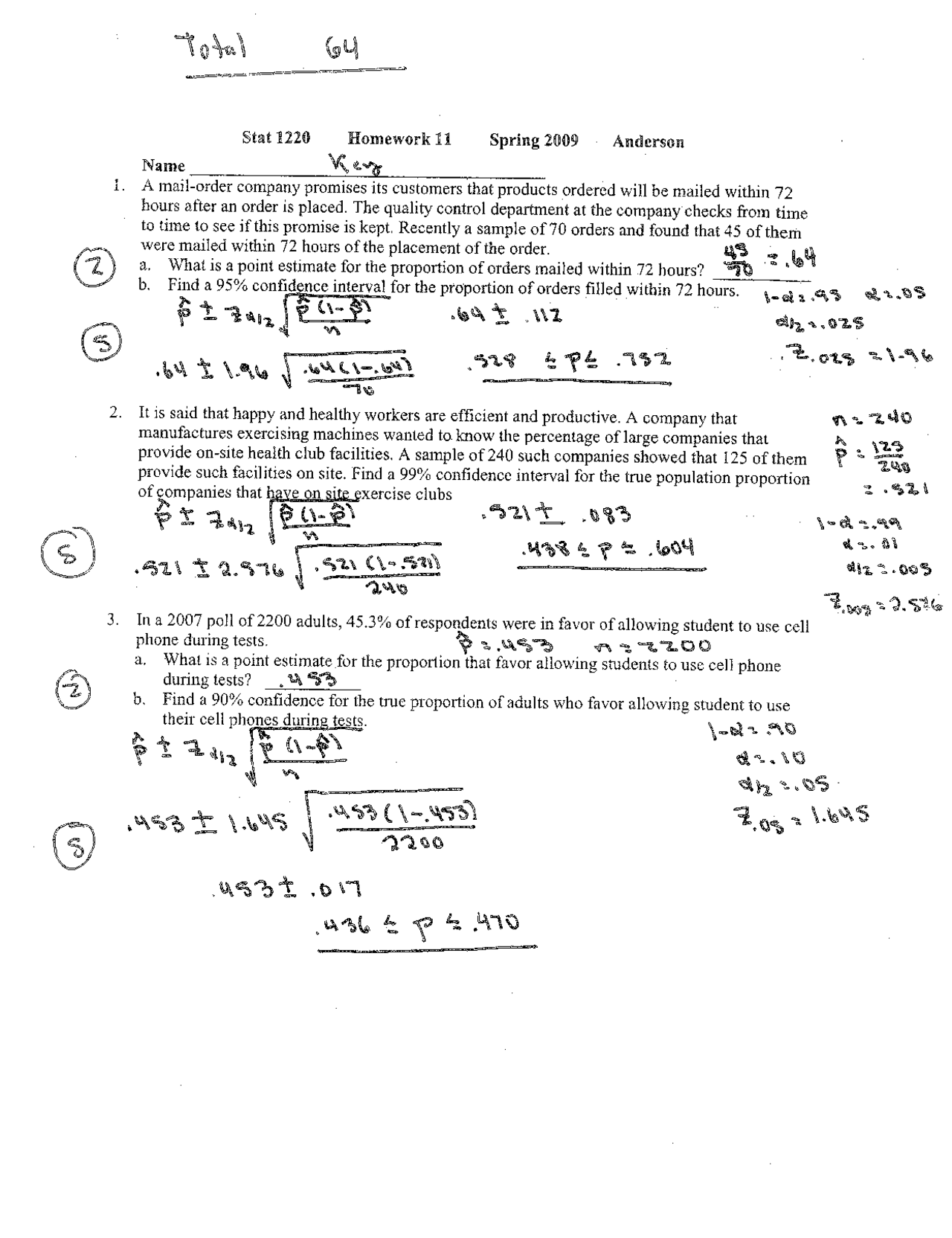 Homework 11 Elements Of Statistics Solution Stat 1220 Docsity