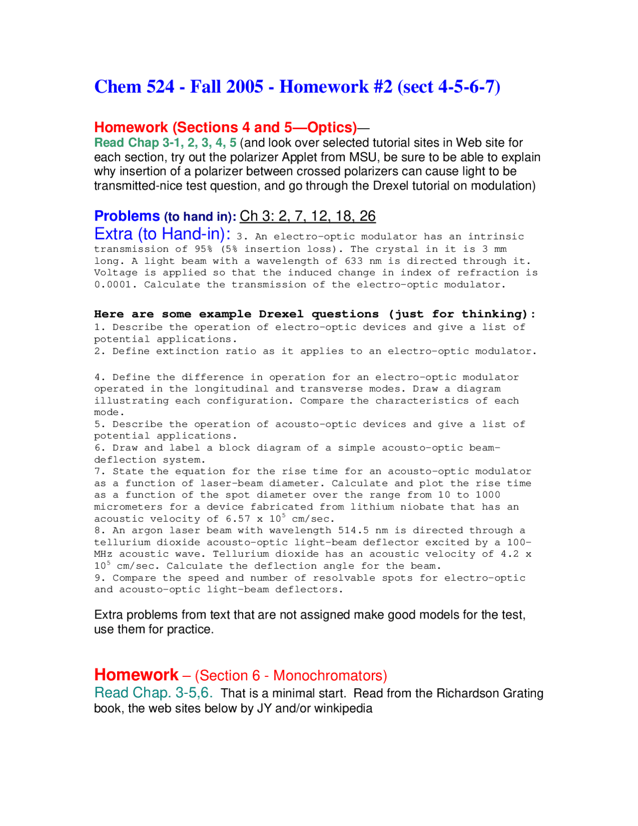Homework 2 With Problem Optical Spectroscopies In Analytical