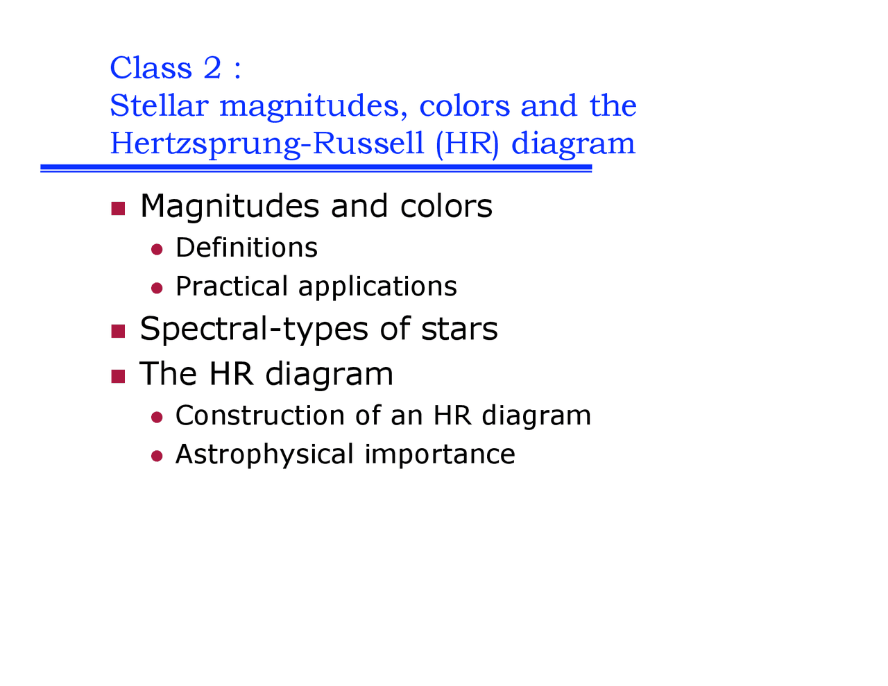 Stellar Magnitudes, colors and the Hertzsprung-Russell Diagram | ASTR ...