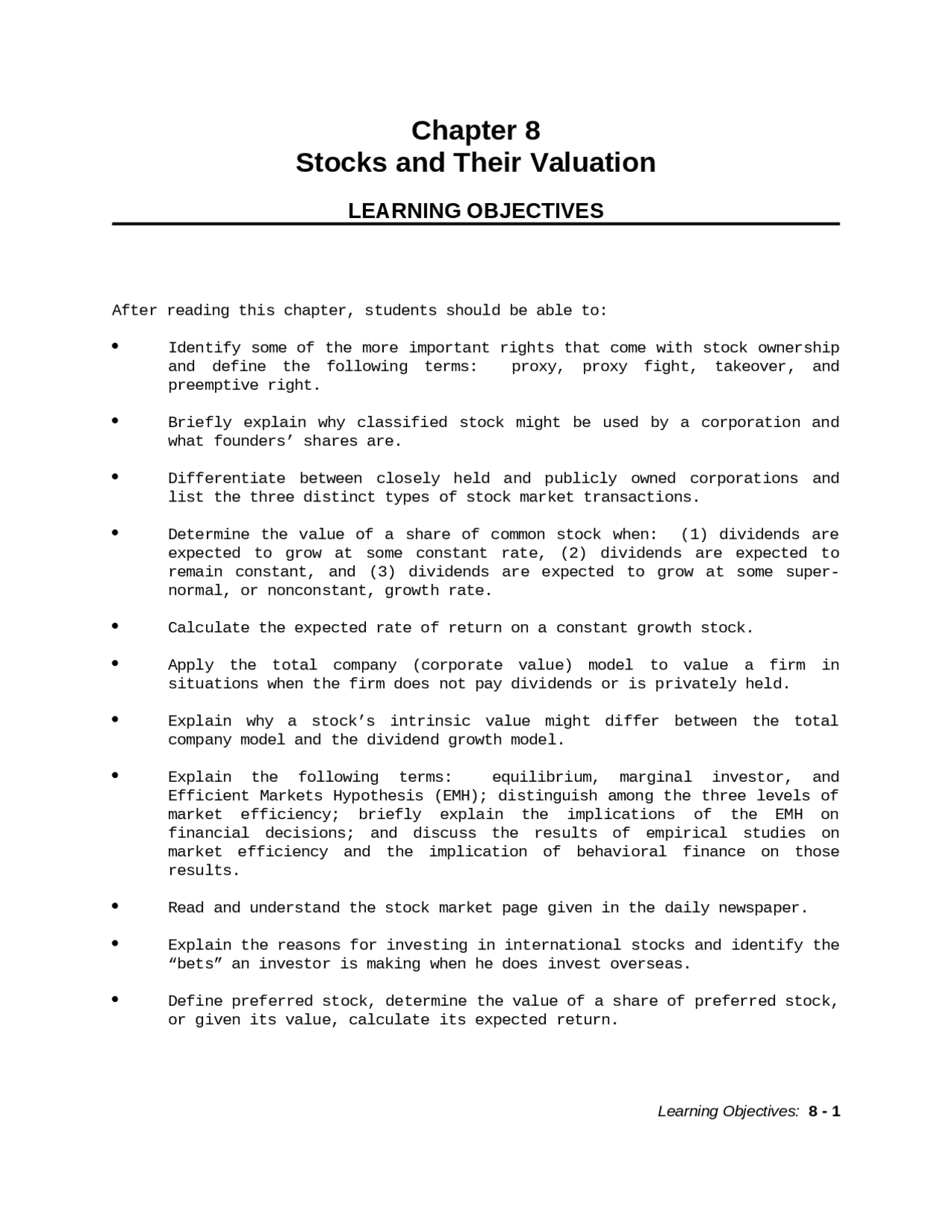 Stock And Their Valuations Assignment Fir 3410 Docsity
