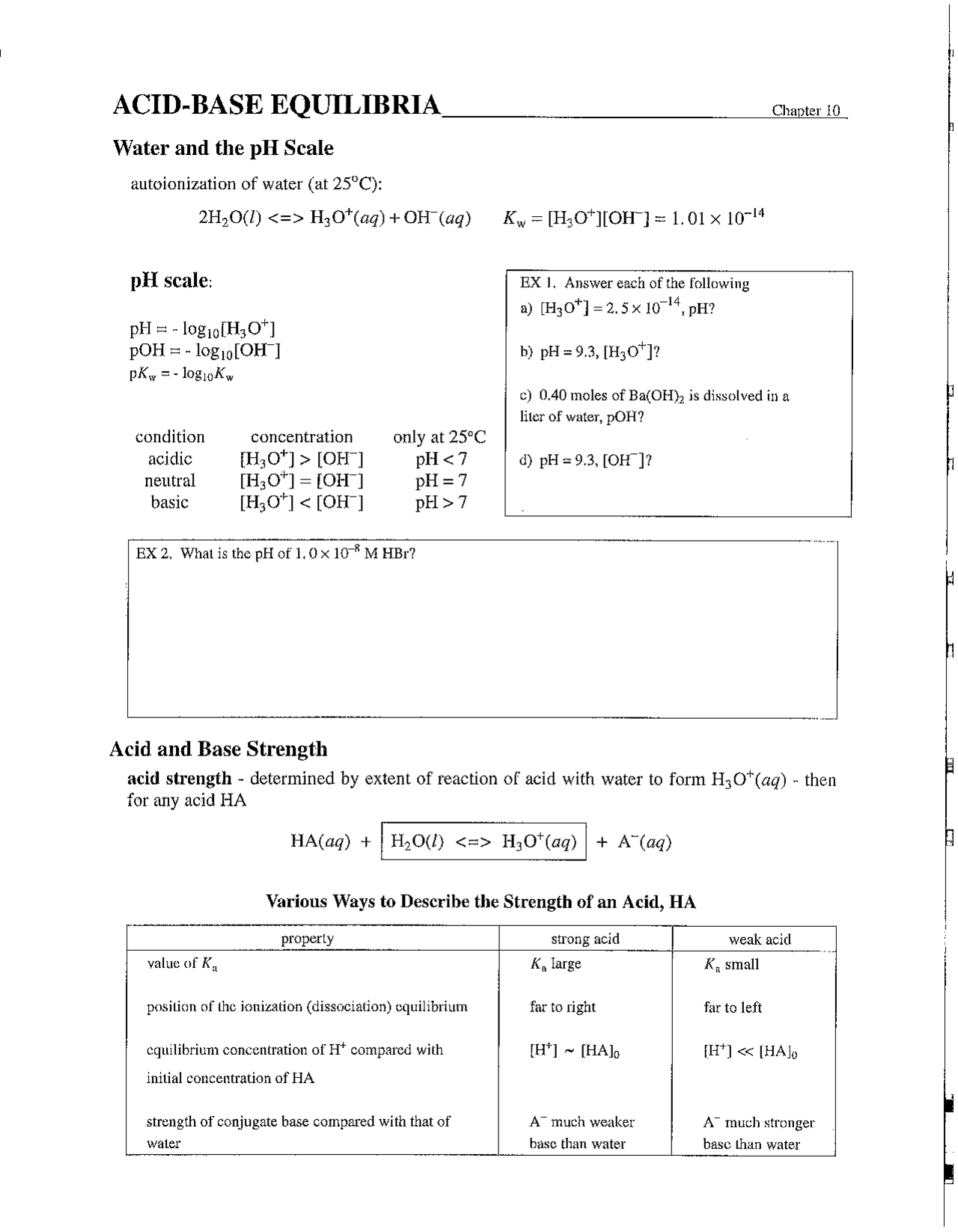 Water and pH Scale - Analytical Chemistry | CHEM 222 - Docsity