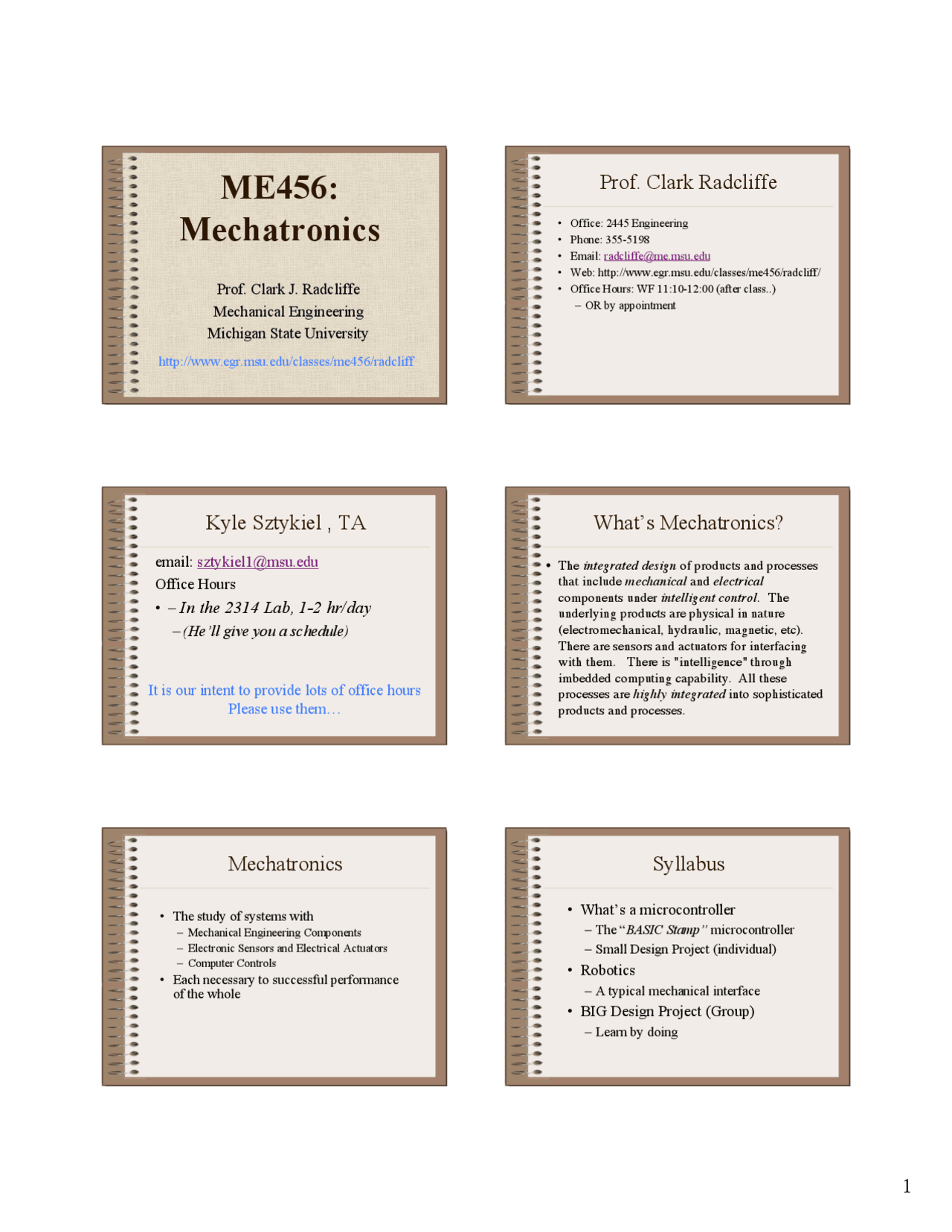 Lecture Slides On Mechatronic System Design Me 456 Docsity